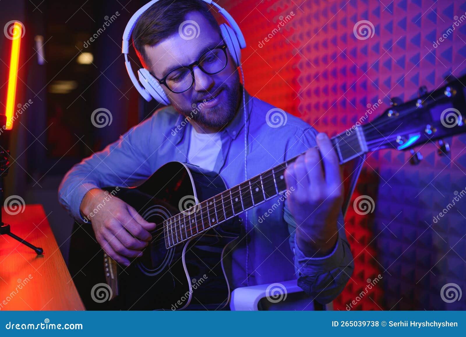 Man Singing in a Recording Studio Stock Photo - Image of beard ...
