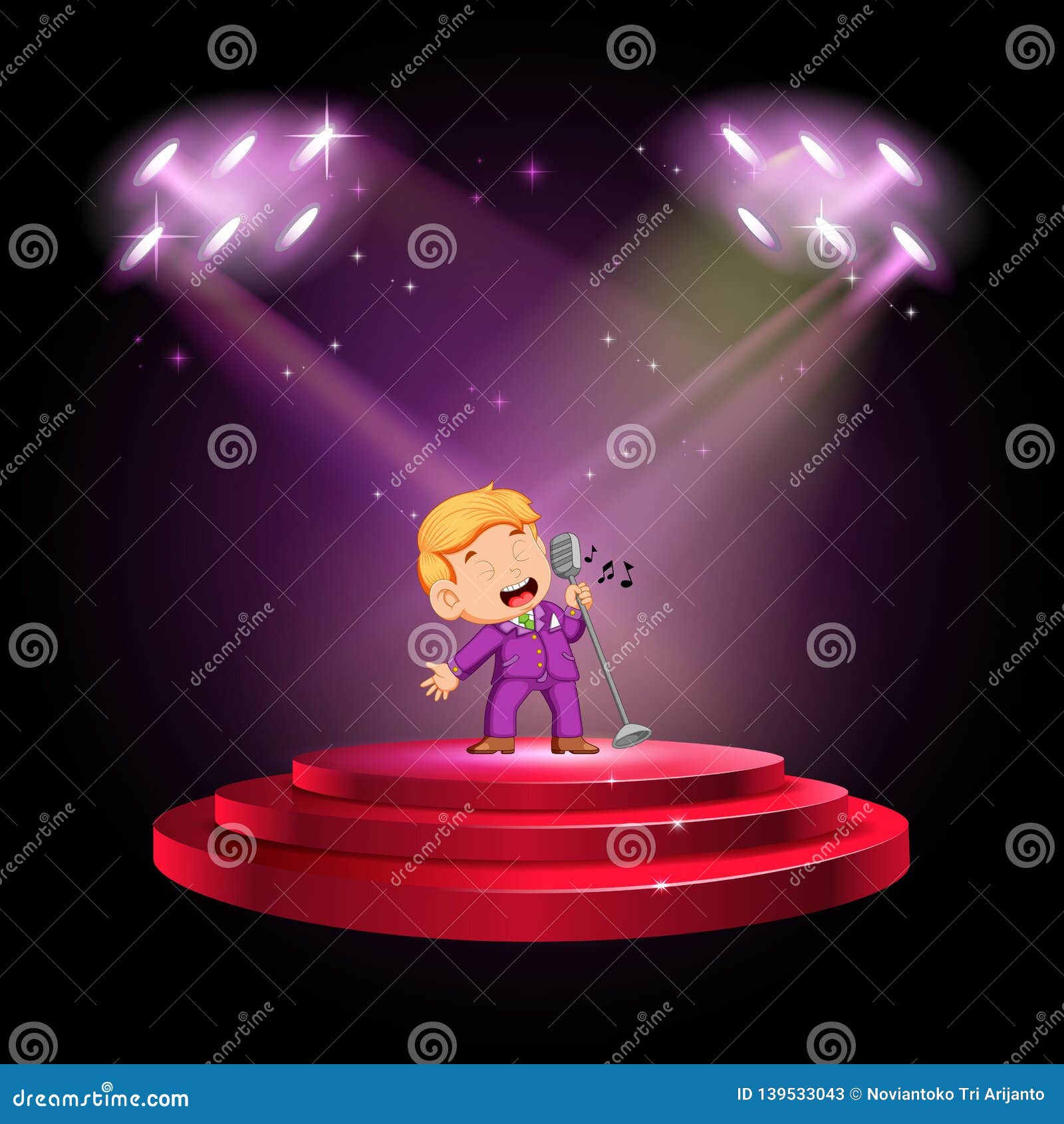 A man singing at the stage stock vector. Illustration of artist - 139533043