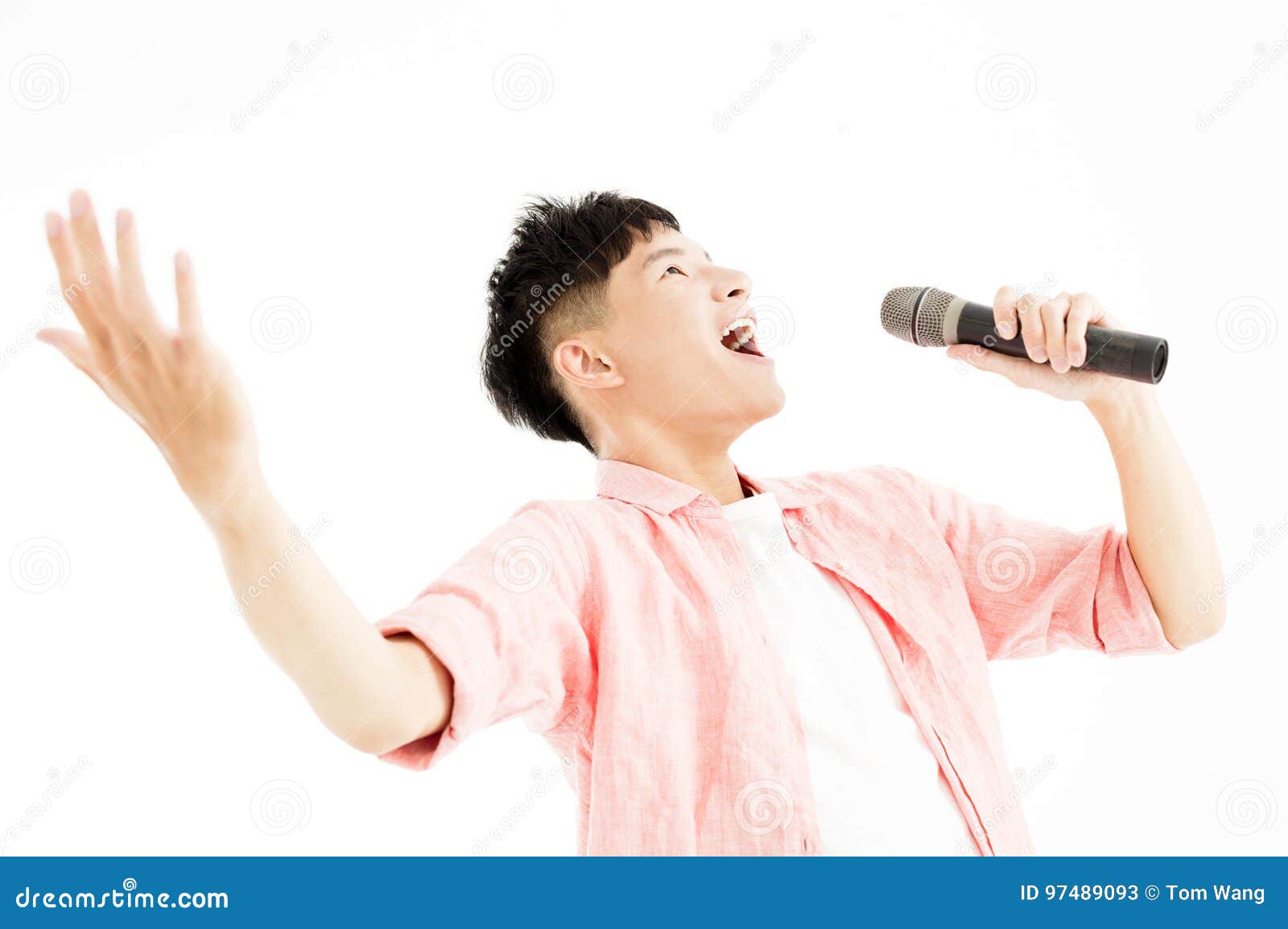 Man Singing To the Microphone Stock Image - Image of hand, performer ...