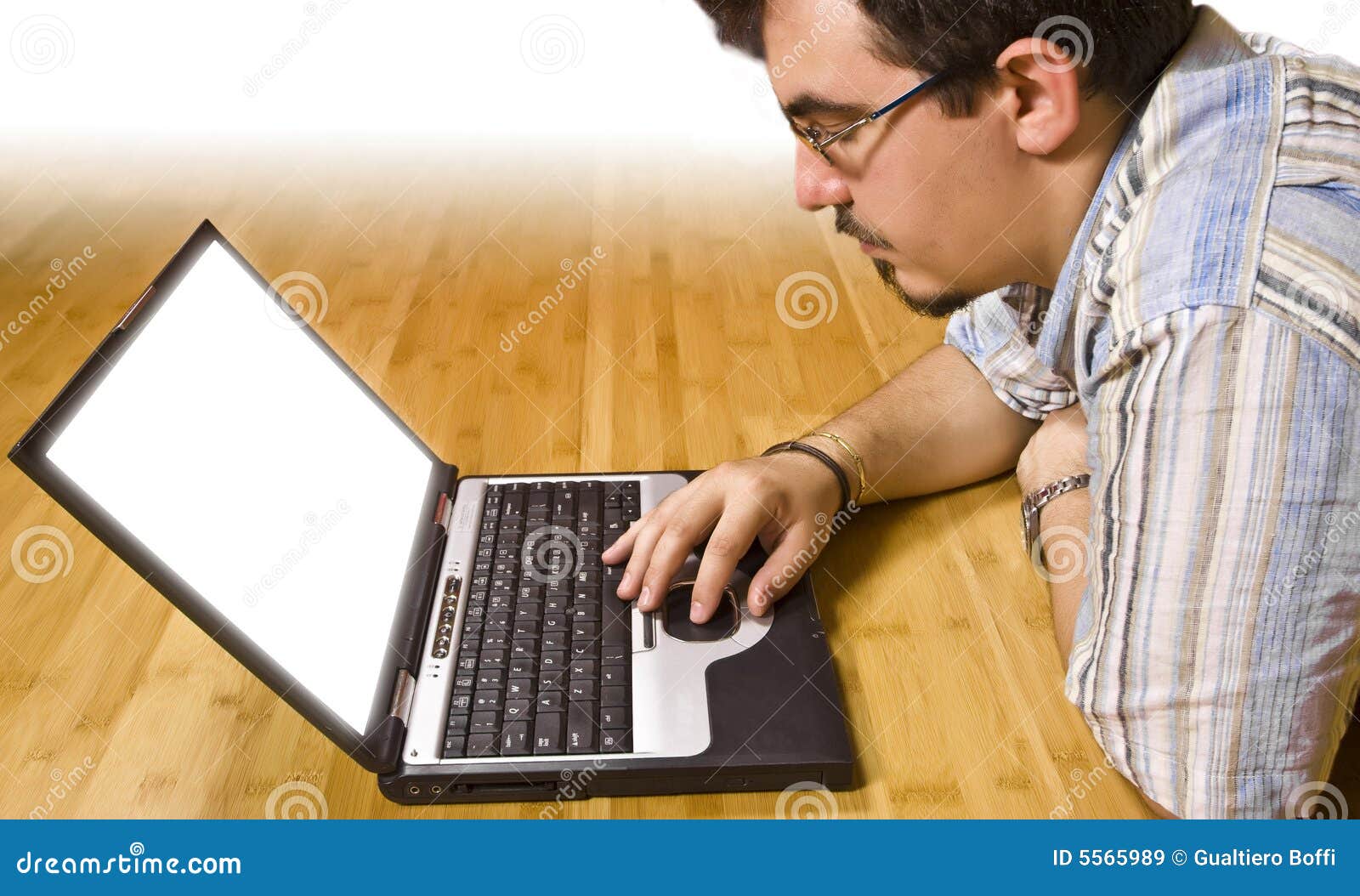 Man Sit Down Work with Laptop Stock Image - Image of leisure, chart ...