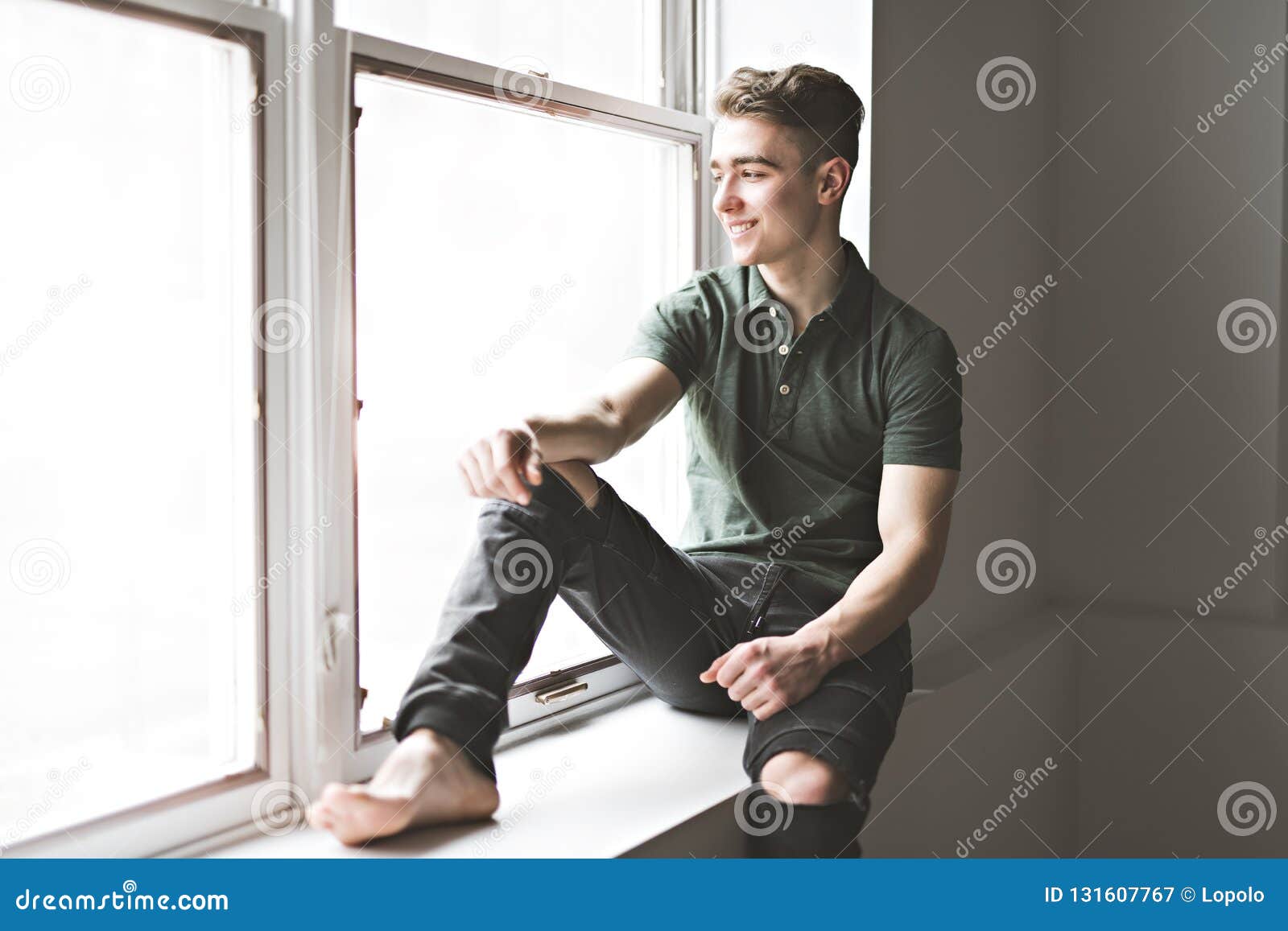 Man Sit Ont Close To the Window Stock Image - Image of relax, caucasian ...