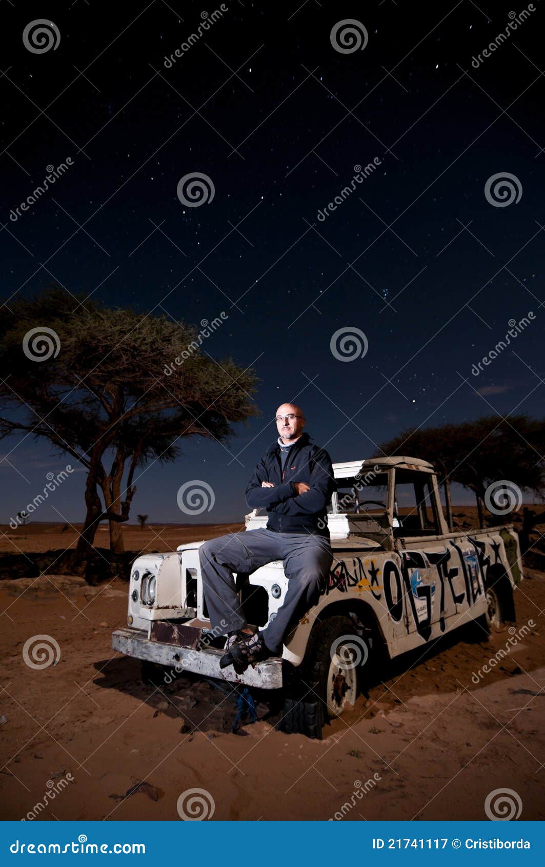 Man Sits on Broken Stranded Off-road Vehicle Stock Image - Image of ...