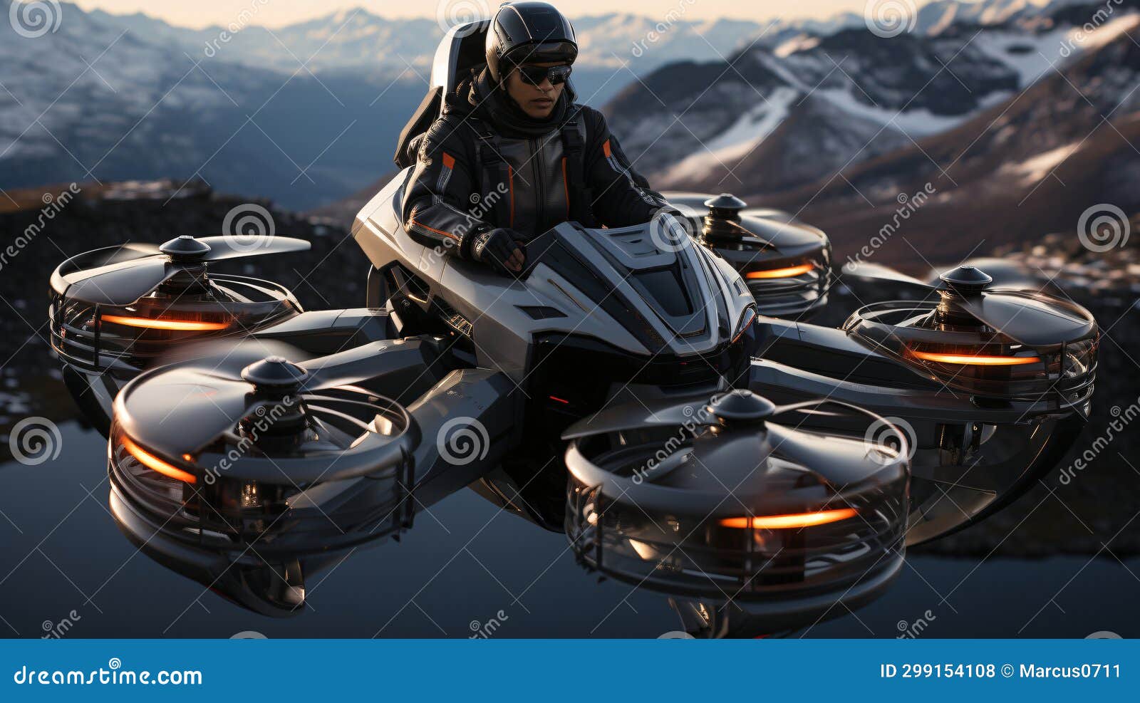 A Man Sits in a New Modern Propeller-driven Aircraft and Flies through ...