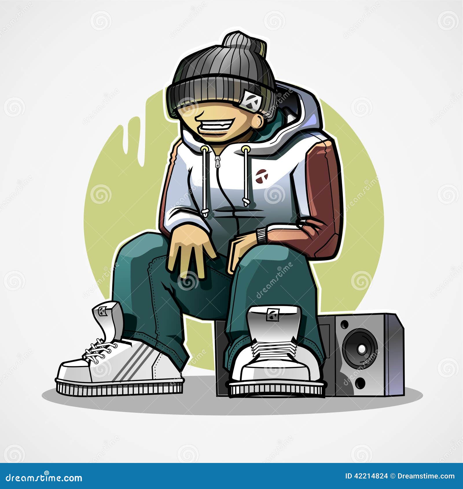 Man Sits on the Tape Recorder Stock Vector - Illustration of caricature ...