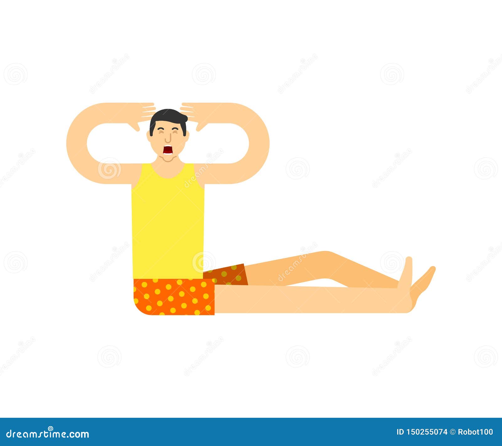 Man Sits and Yawns. Guy is Yawning Stock Vector - Illustration of ...
