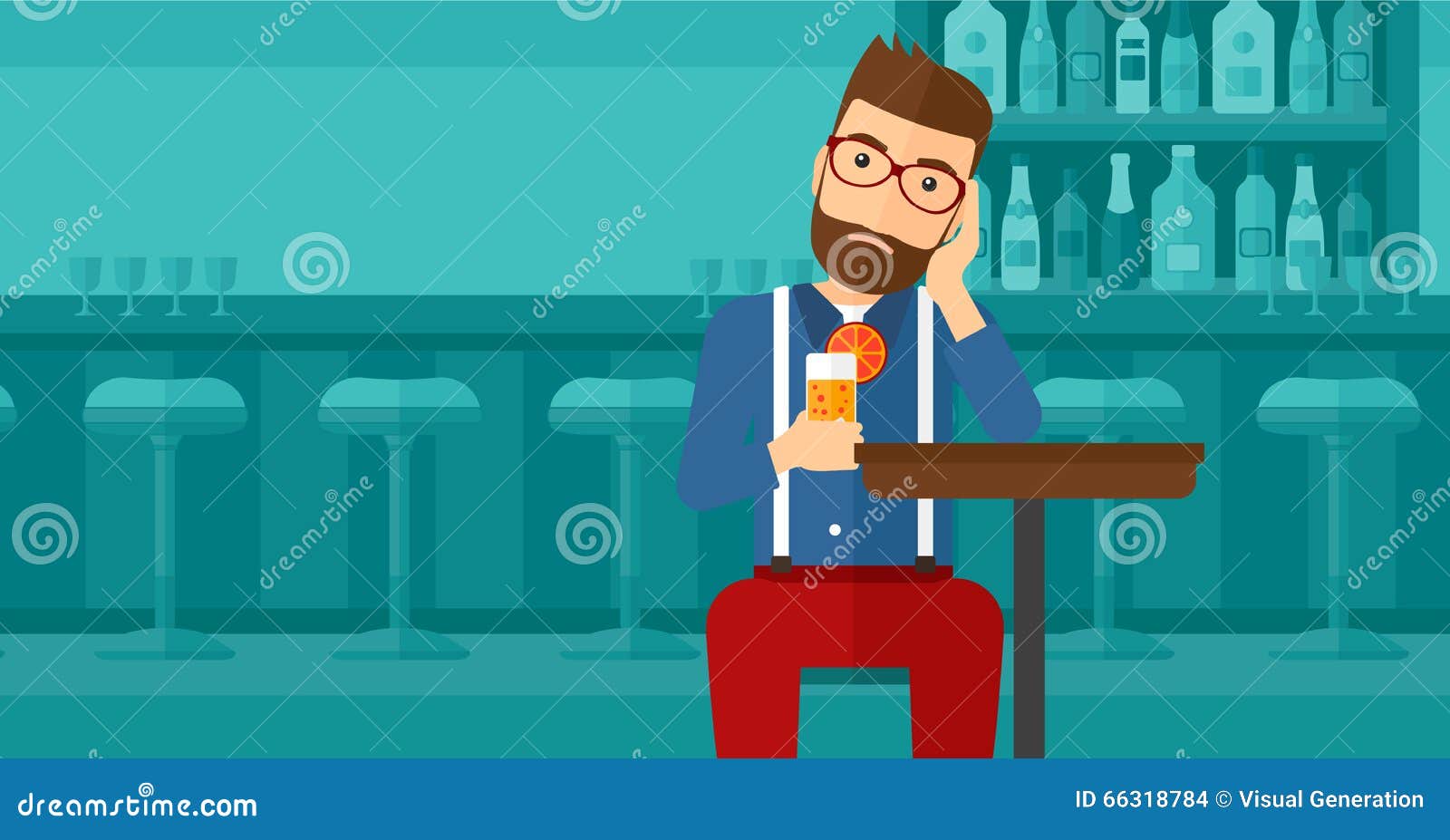 Man sitting at bar. stock vector. Illustration of desperate - 66318784