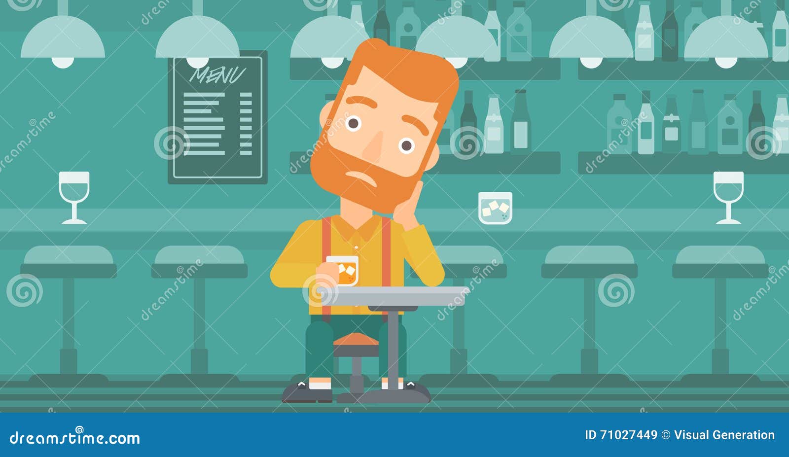 Man sitting at bar. stock vector. Illustration of male - 71027449