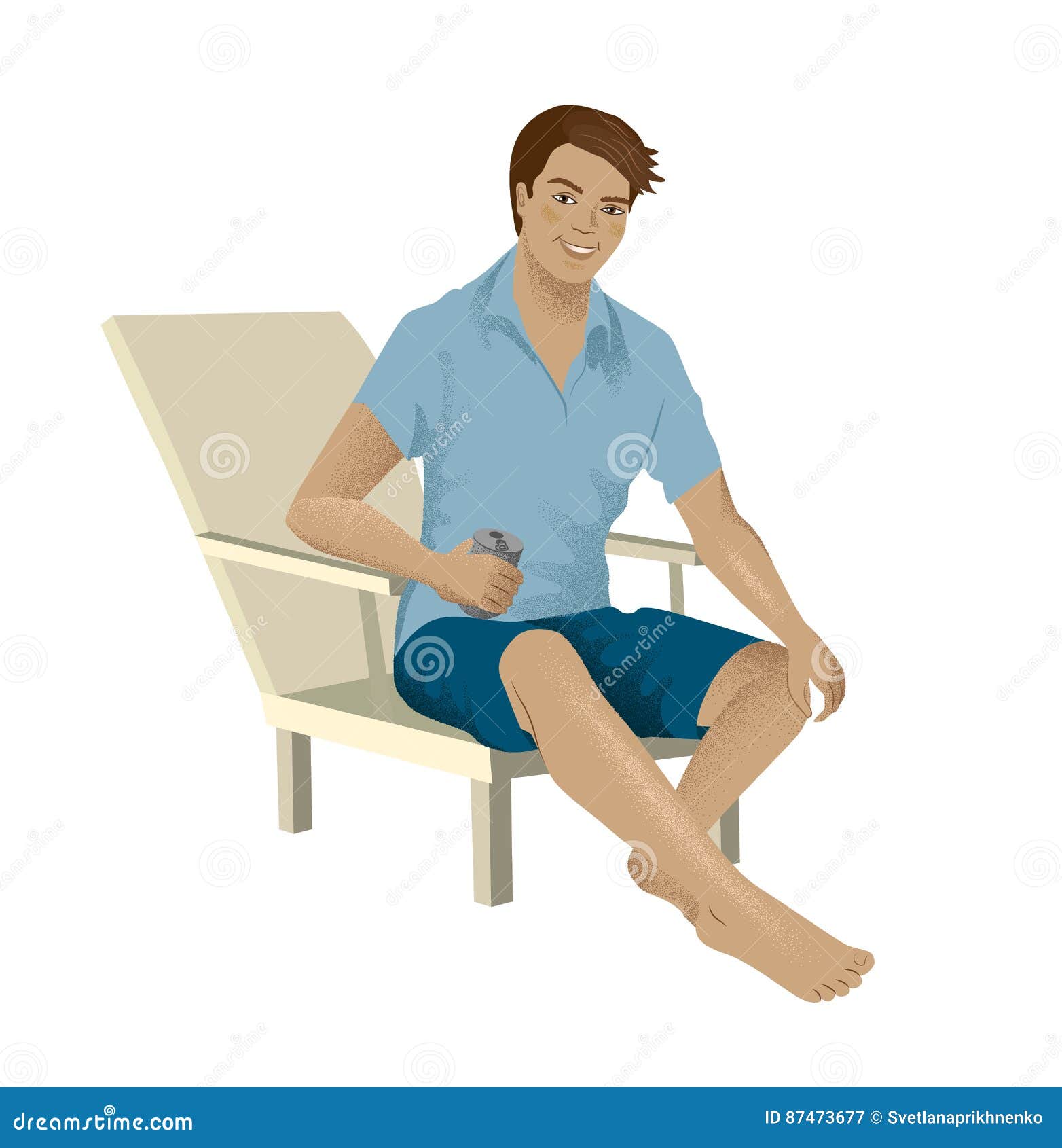 Man Sitting on a Beach Chair Stock Vector - Illustration of sunbathing ...