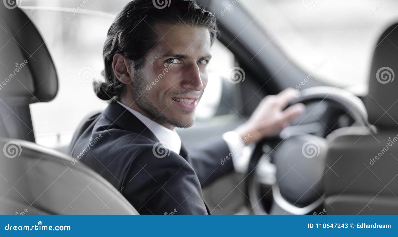 Man Sitting Behind the Wheel of a Car Stock Image - Image of business ...