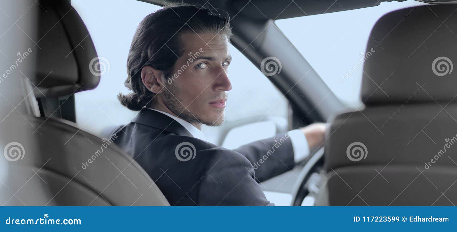 Man Sitting Behind the Wheel of a Car Stock Image - Image of beard ...