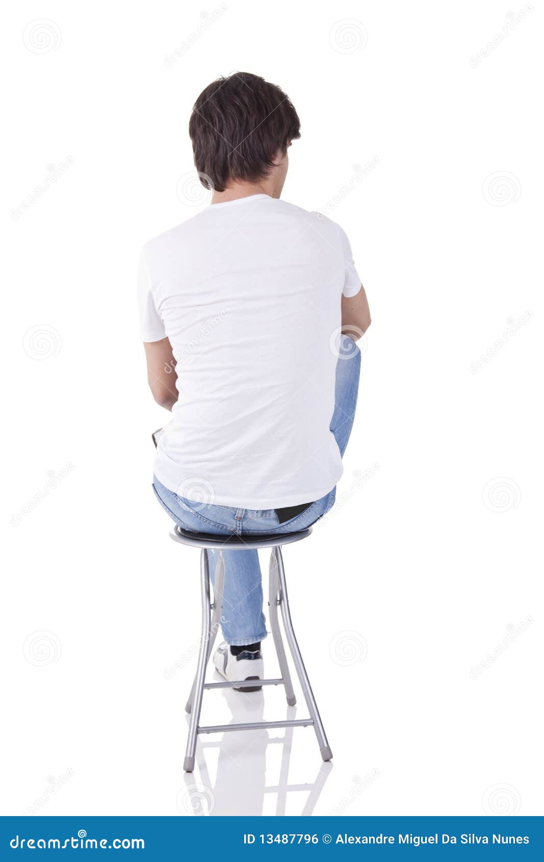 Man Sitting on a Bench in Back Stock Photo - Image of body, relaxation ...