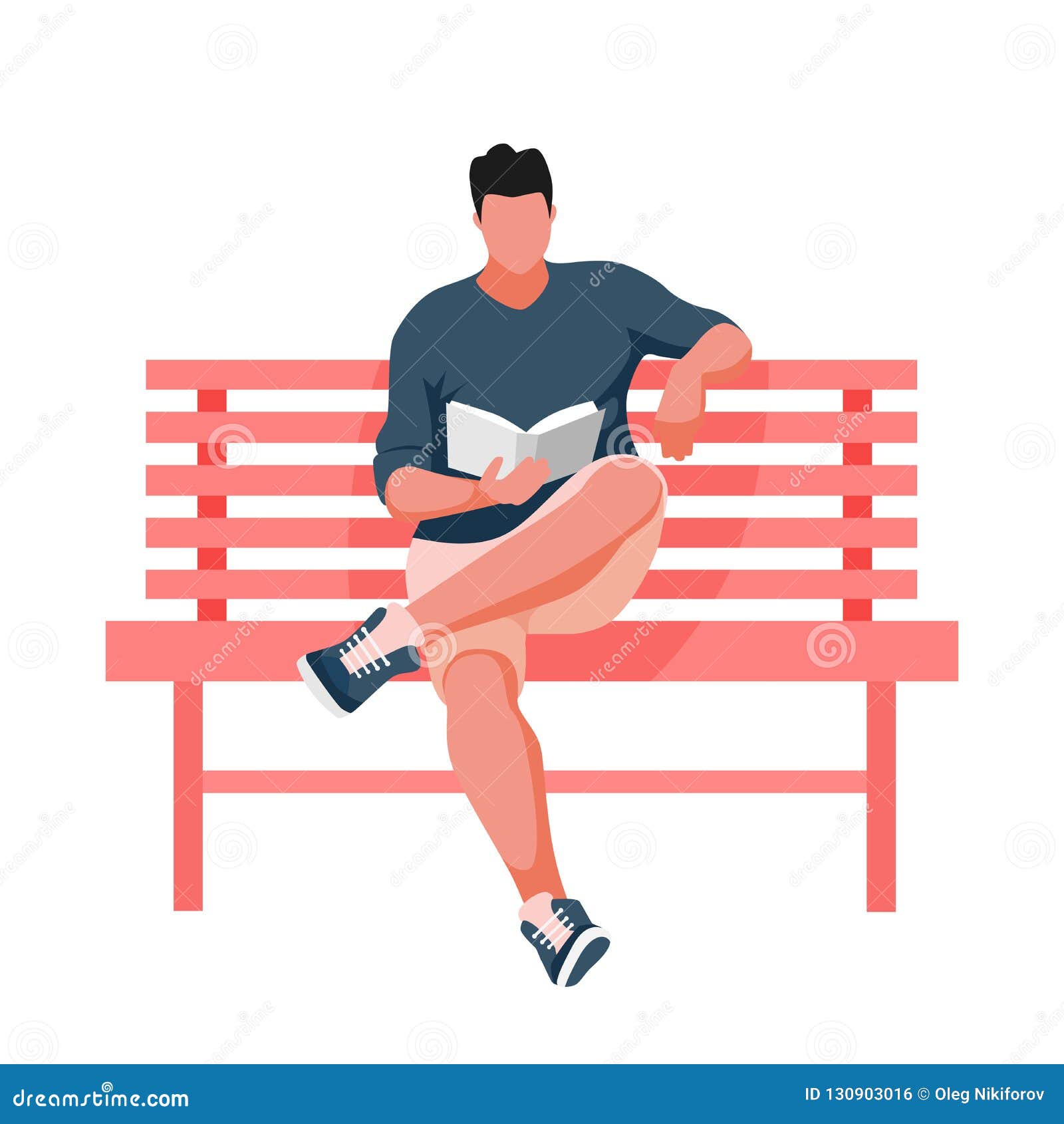 Man sitting on a bench stock illustration. Illustration of book - 130903016