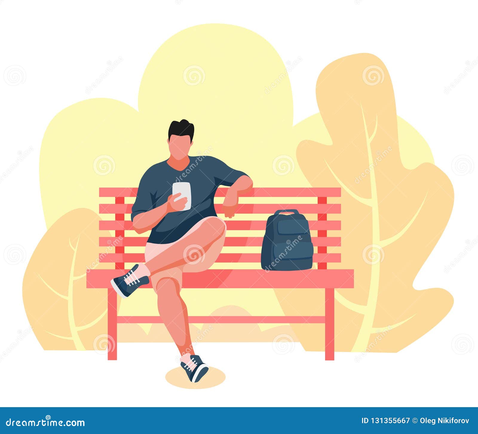 Man sitting on a bench stock illustration. Illustration of cartoon ...