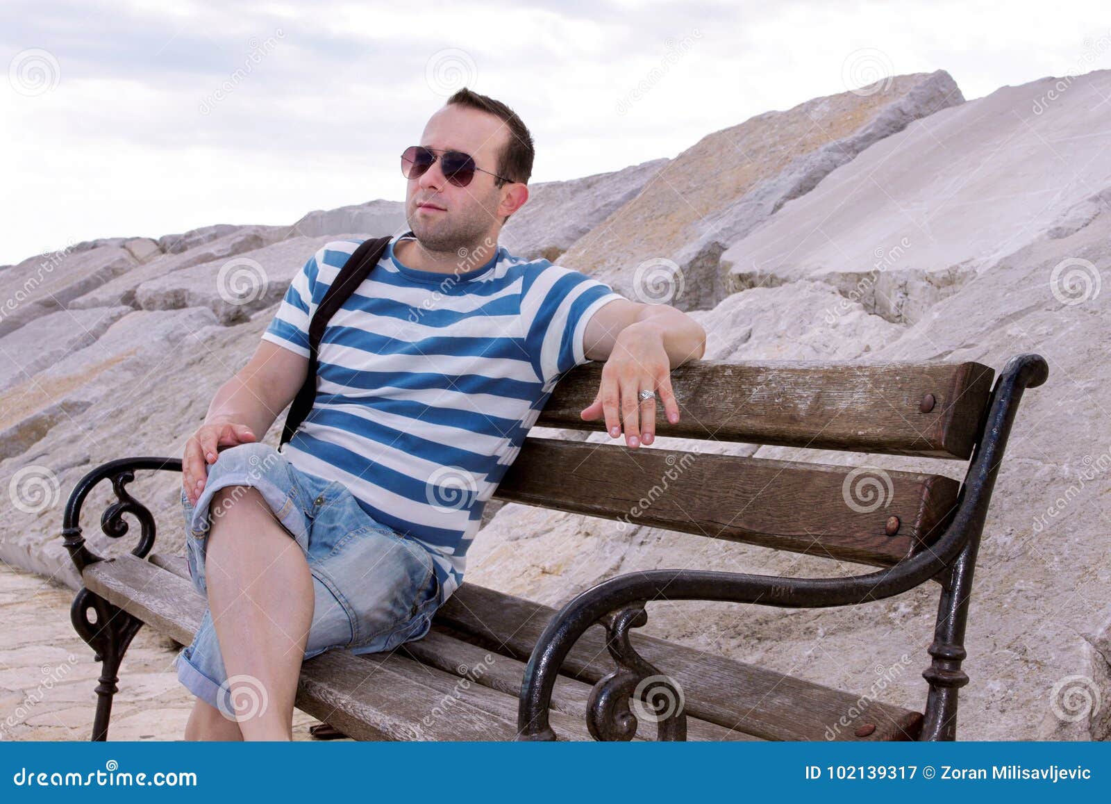 Man Sitting on the Bench and Thinking about Life Stock Image - Image of ...