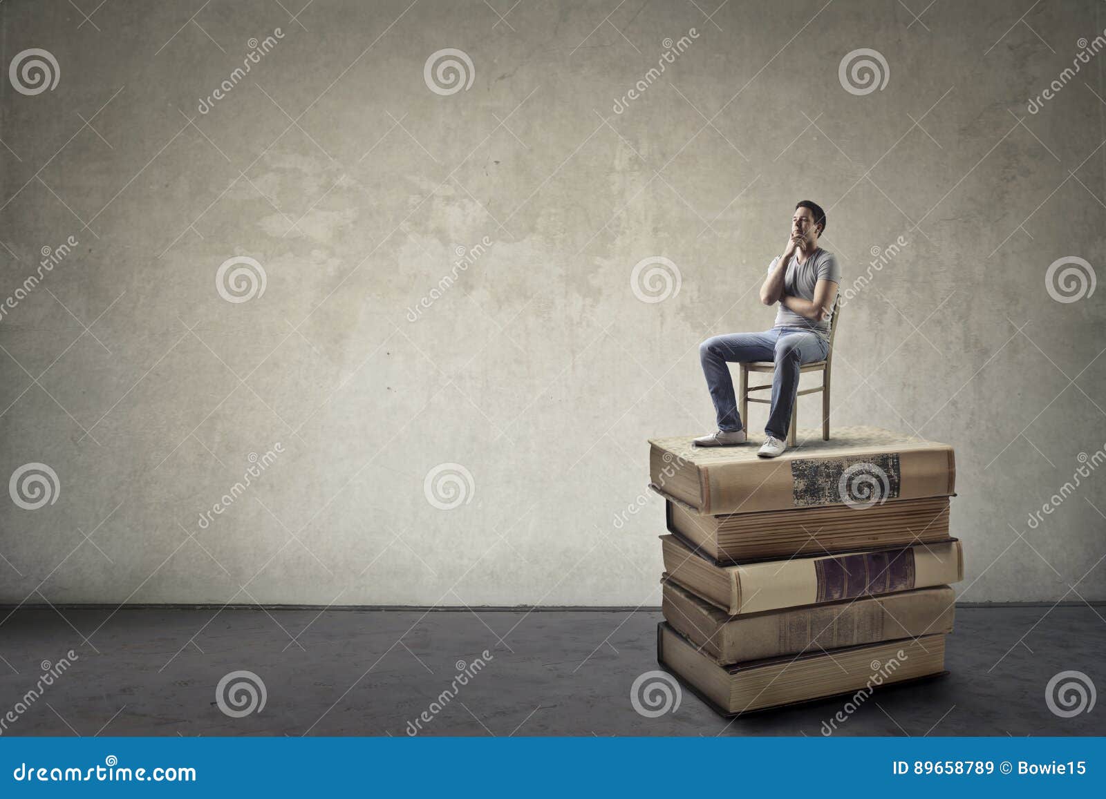 Man sitting on books stock image. Image of vintage, business - 89658789