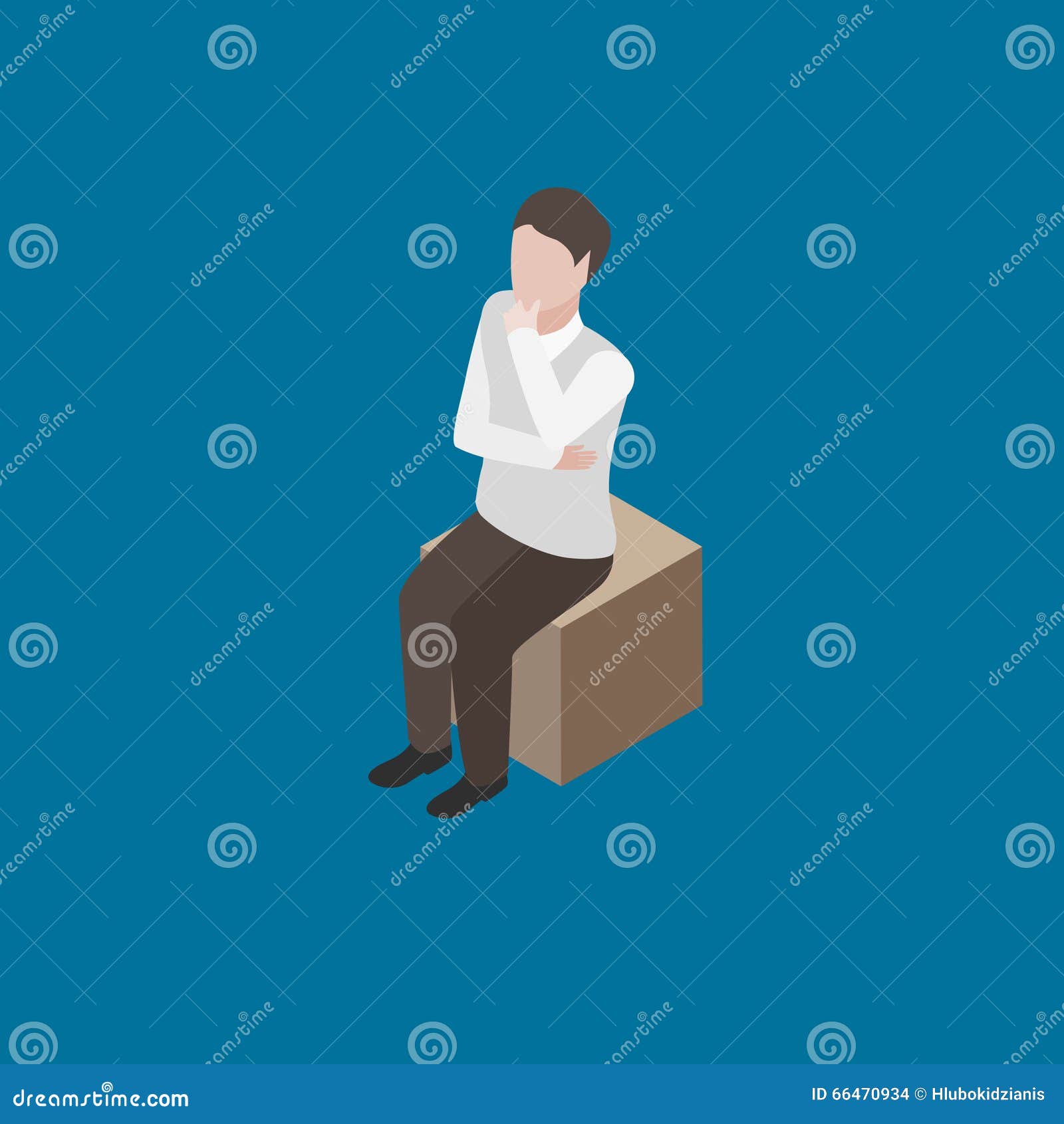 Man sitting on box stock vector. Illustration of human - 66470934