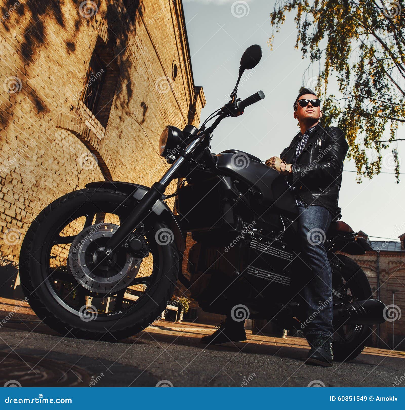Man Sitting on a Cafe-racer Motorcycle Stock Image - Image of moto ...