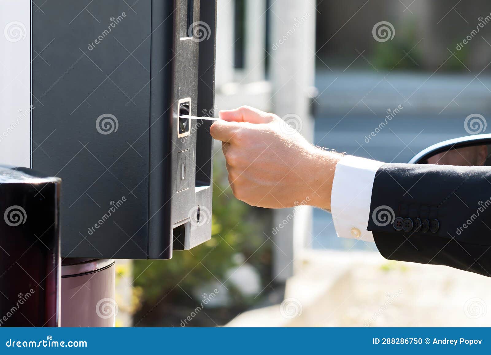Man Inserting Ticket for Parking Area Stock Photo - Image of insert ...