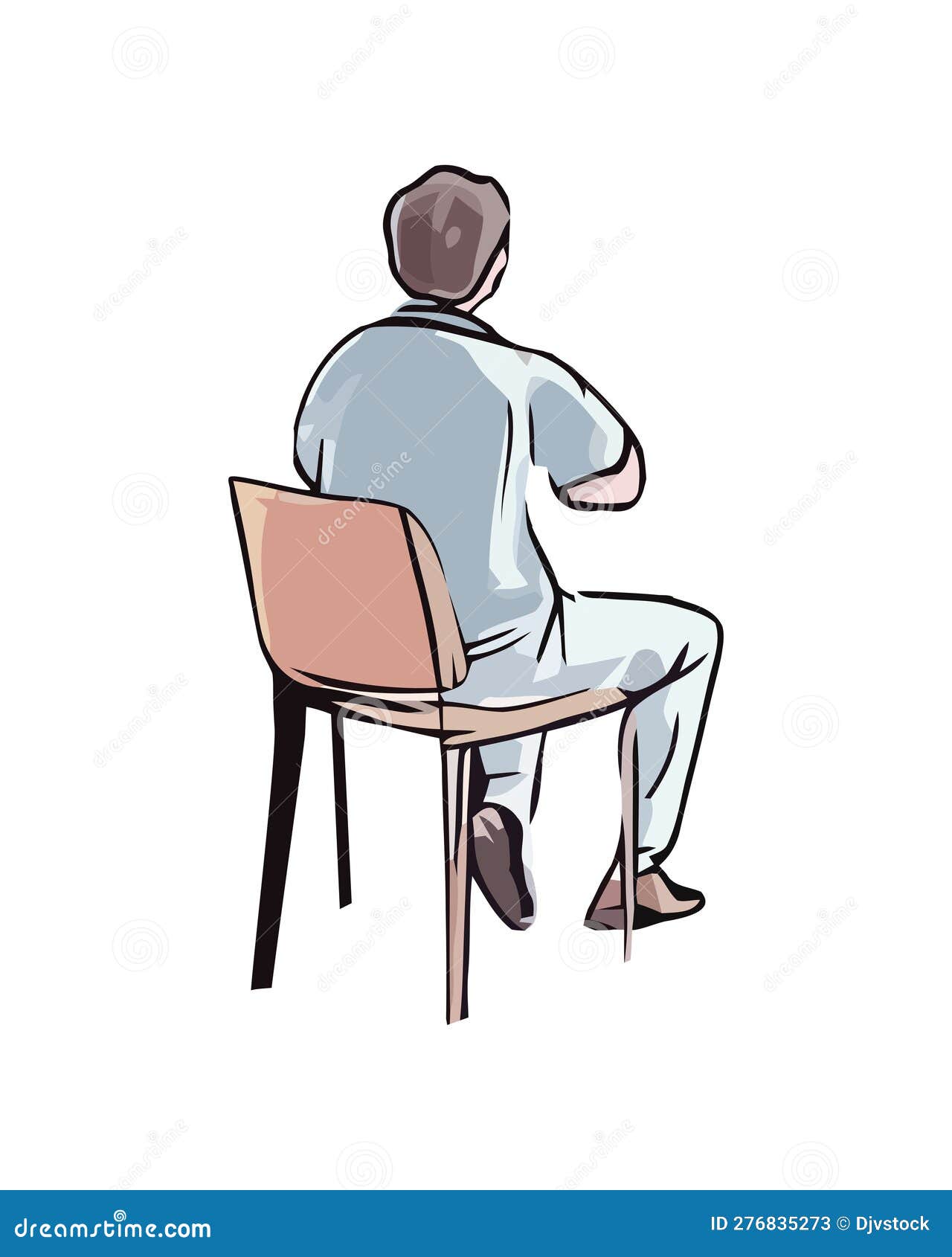 Man Sitting in Chair Back View Stock Vector - Illustration of work ...