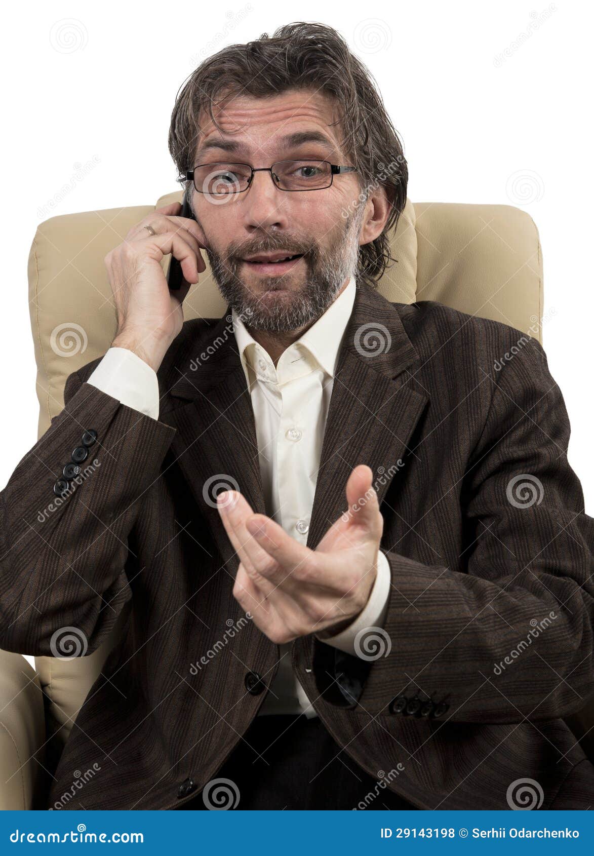 Man Sitting in Chair with Mobile Phone Stock Photo - Image of male ...