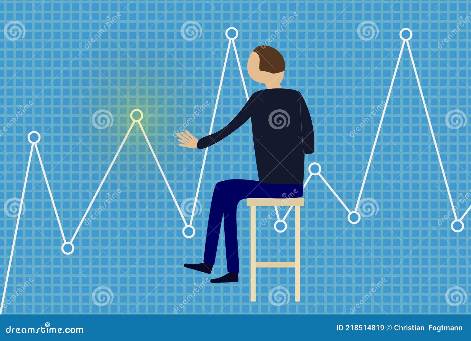 Man Sitting on a Chair Observing a Graph Stock Vector - Illustration of ...