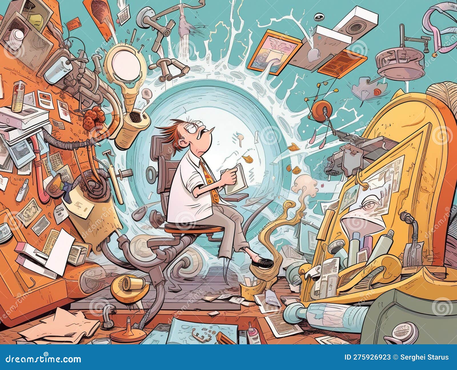 A Man Sitting in a Chair Surrounded by Clutter. AI Generative Image ...