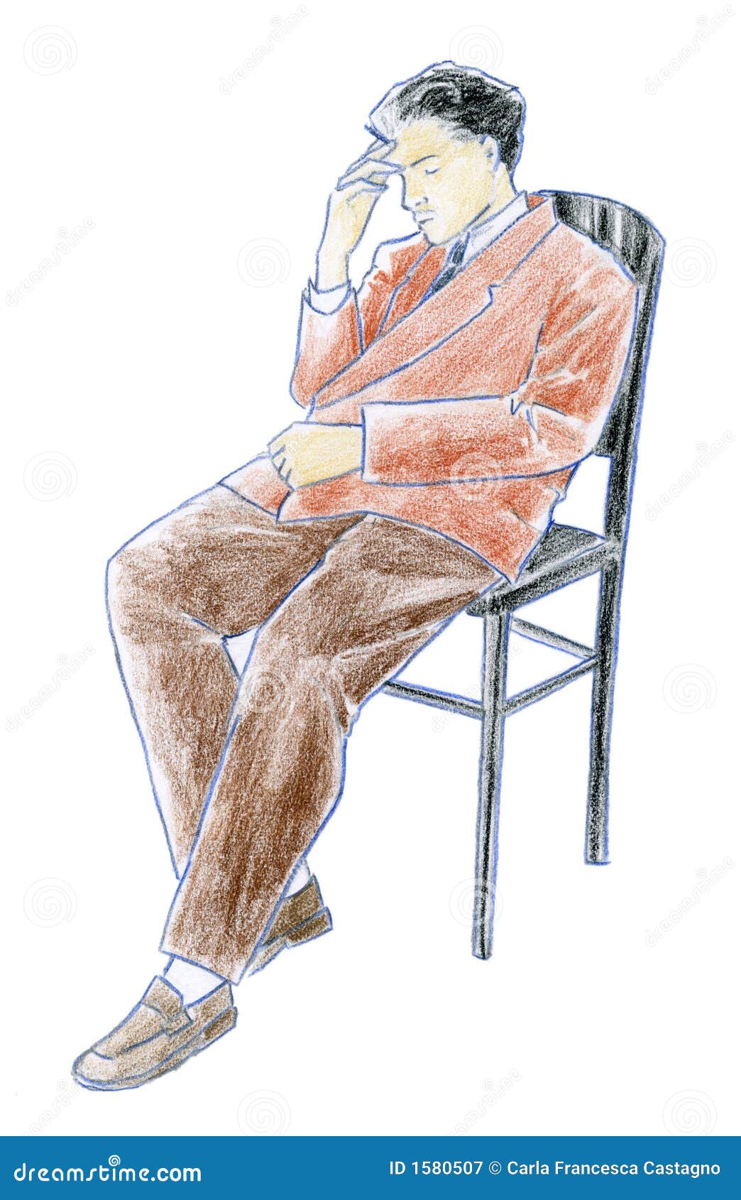 Man Sitting - Coloured Sketch Stock Illustration - Illustration of ...