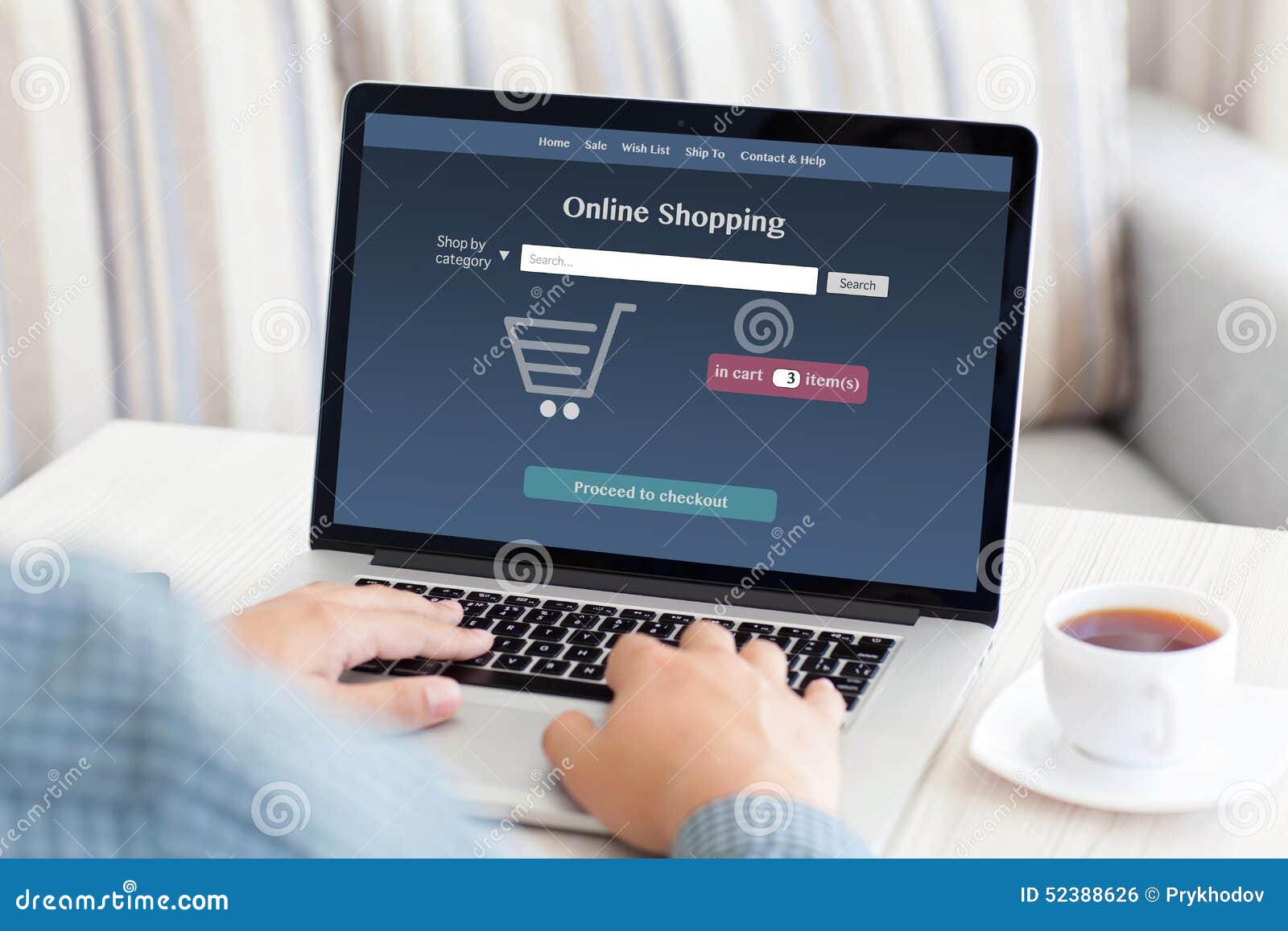Man Sitting at a Computer and Makes Online Shopping Stock Photo - Image ...