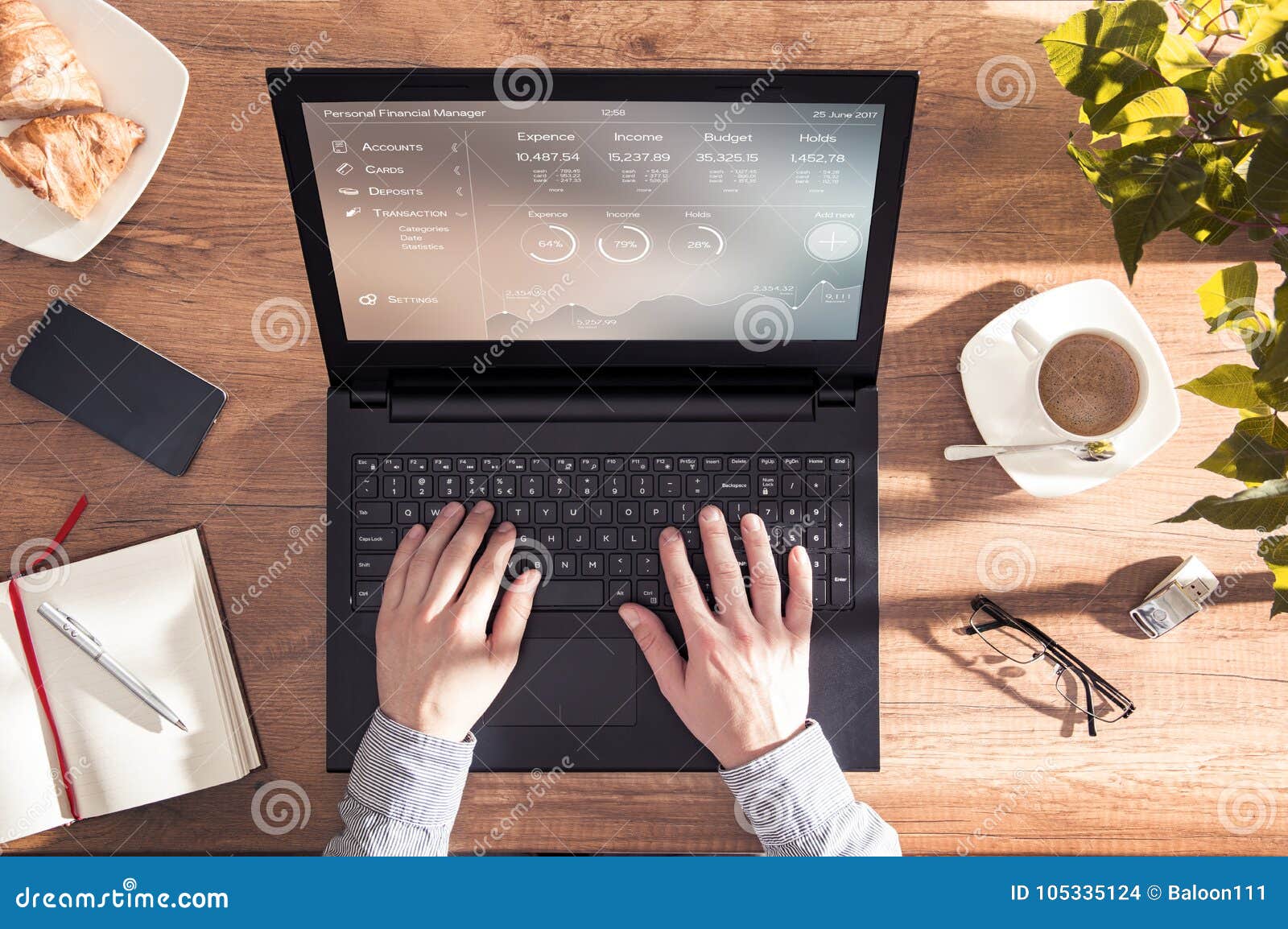 Man is Sitting at the Computer Stock Photo - Image of plan, hands ...