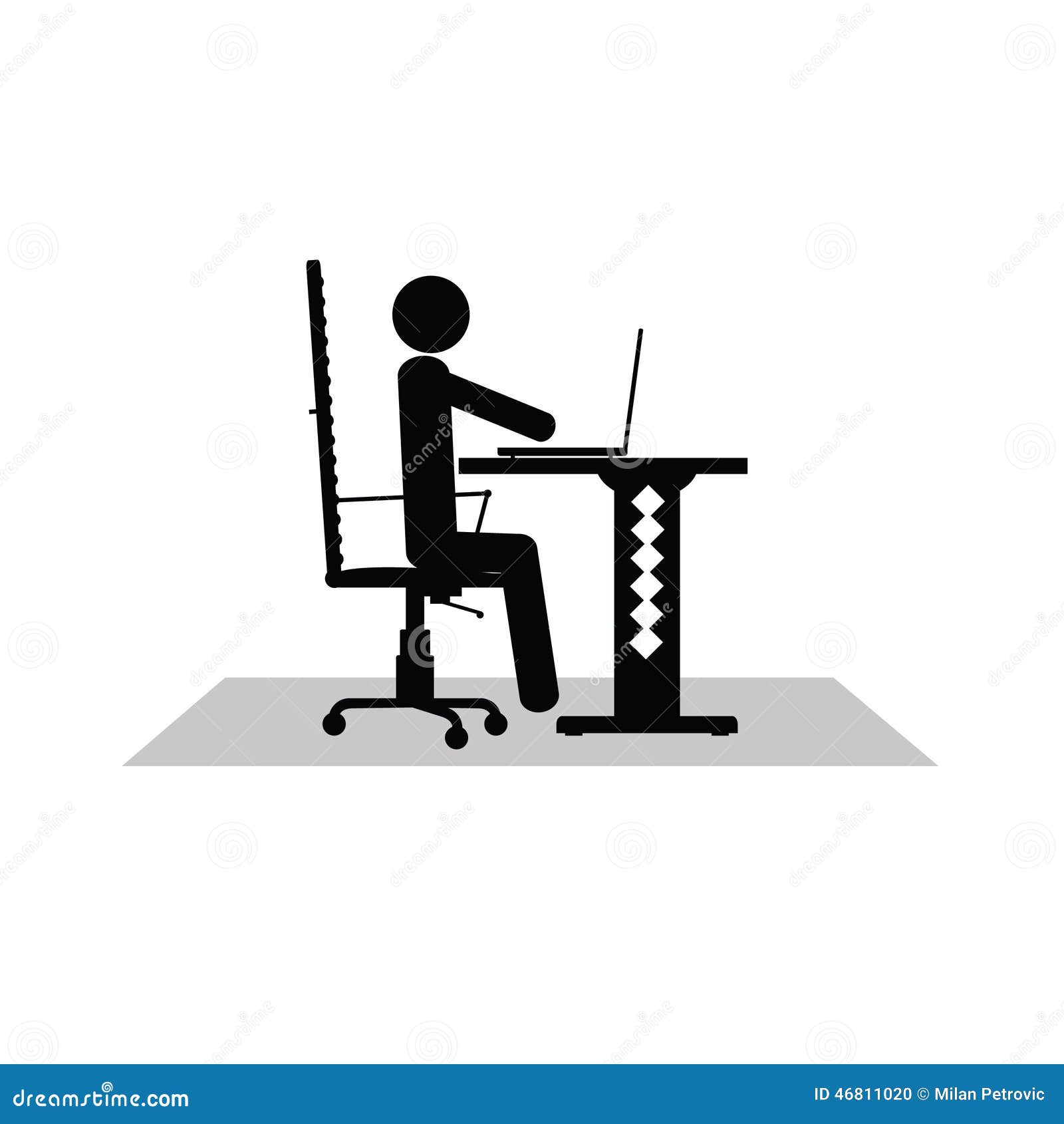 Man Sitting at the Computer Vector Stock Vector - Illustration of male ...