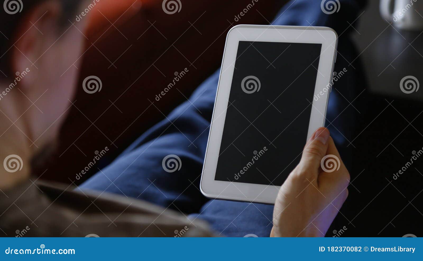 Man Sitting Using Blank Tablet Stock Photo - Image of sitting, modern ...