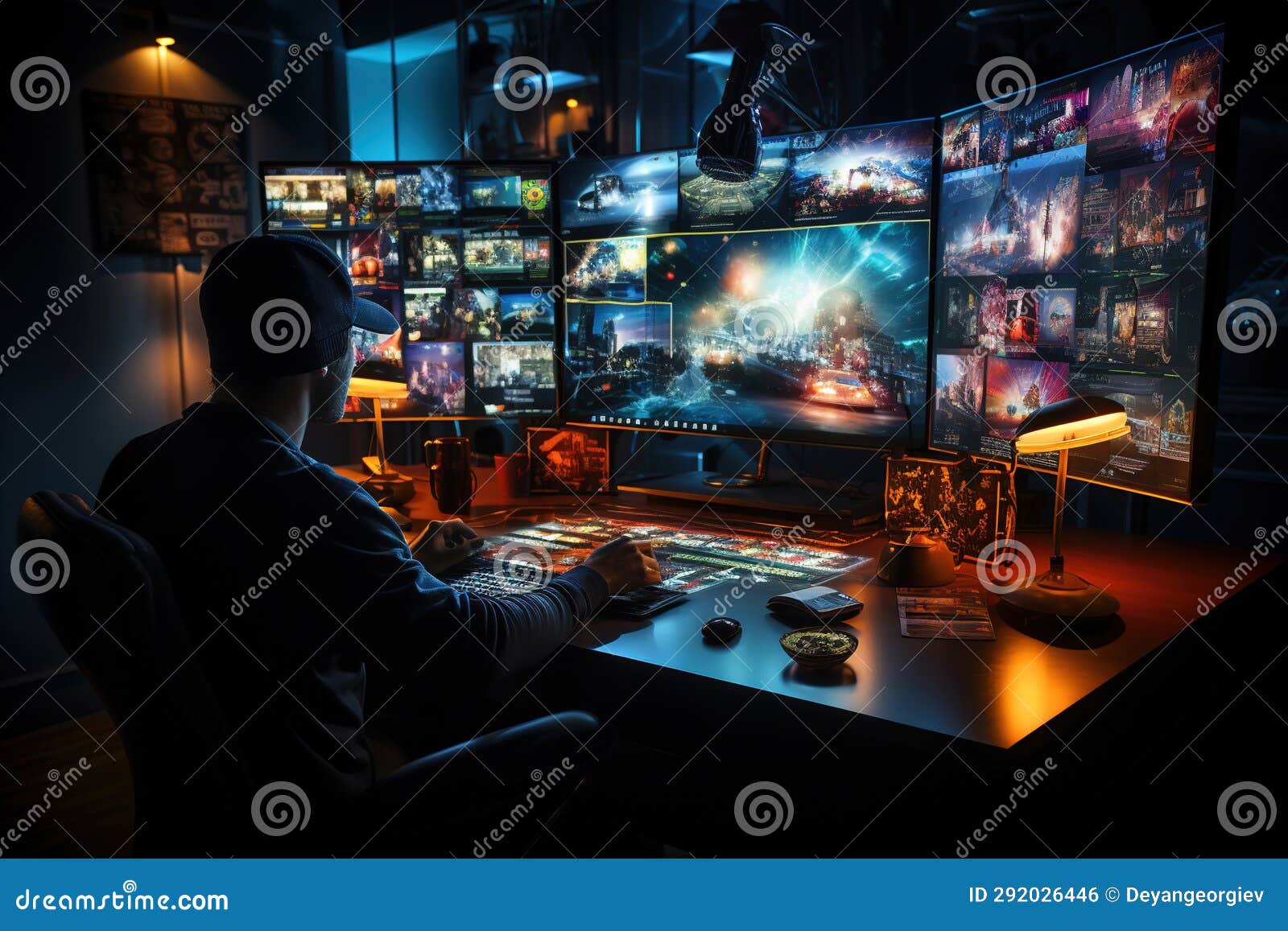 Bright Gameing Controller Generative AI Illustration Stock Image ...