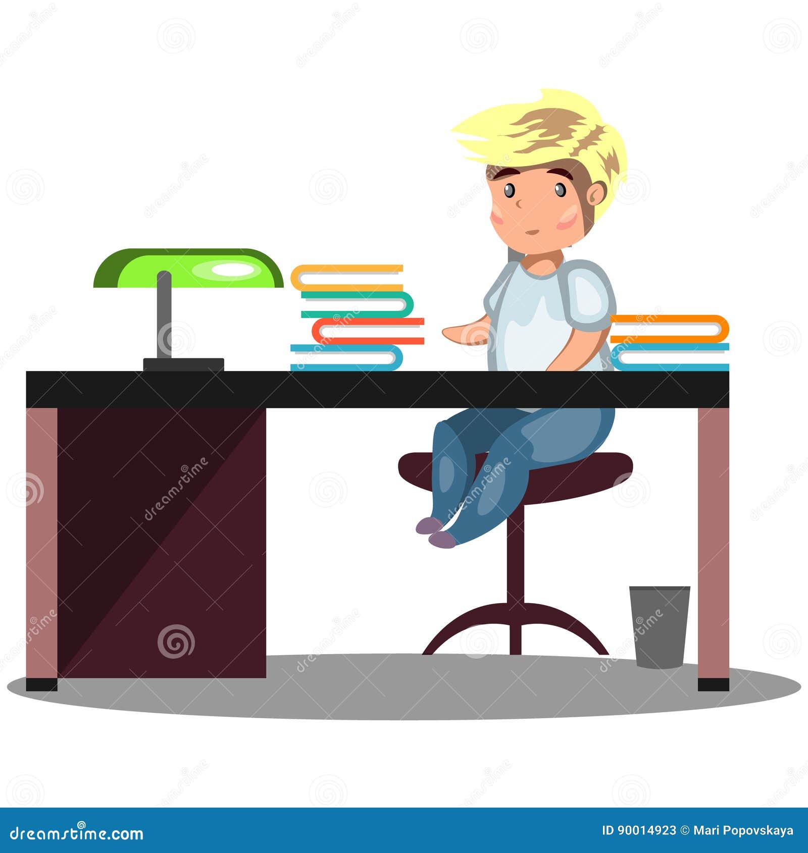 Man Sitting At A Desk Cartoon Vector | CartoonDealer.com #90014923