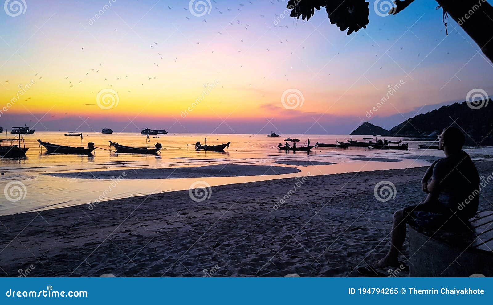 A Man is Sitting Down,watching the Beautiful Sunset. Editorial Image ...