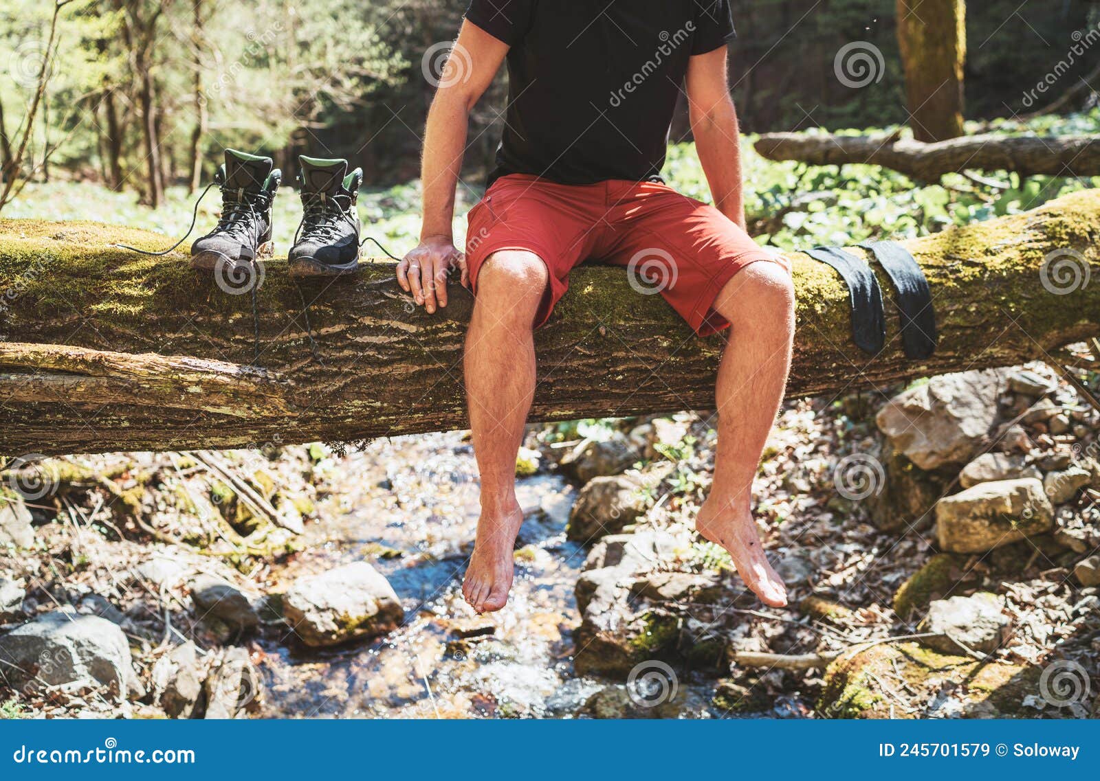 Drying Up Stream. Shot. Cracking Clay On Surface Of Ground Near Drying ...