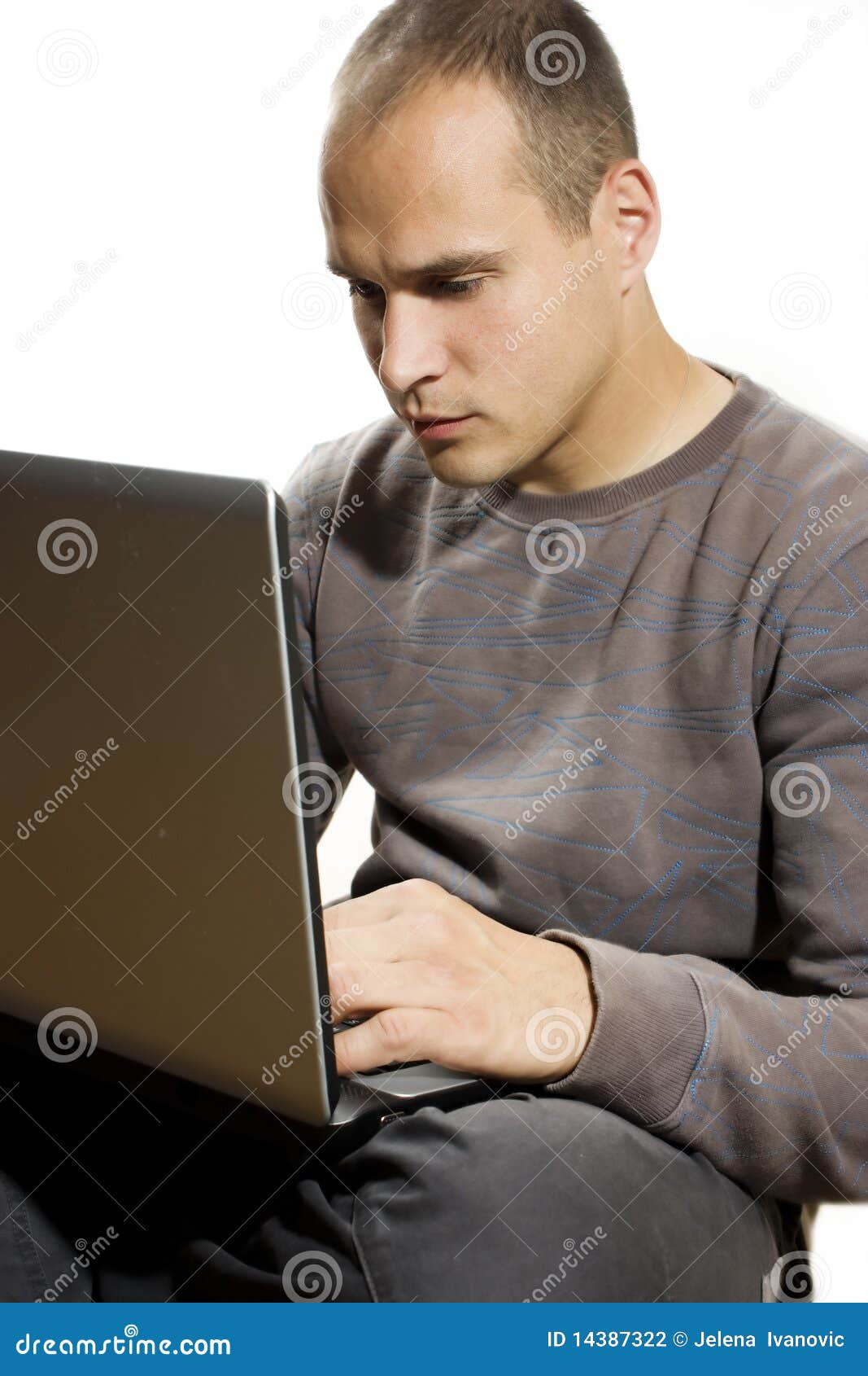 Man Sitting on Floor with Laptop Stock Photo - Image of sitting, male ...