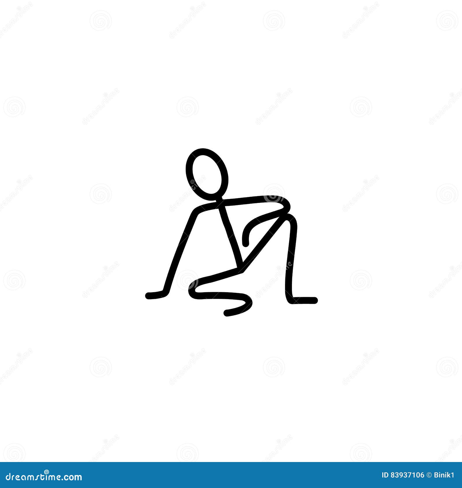 Man Sitting On The Floor And Thinking Stick Figure Vector Illustration ...