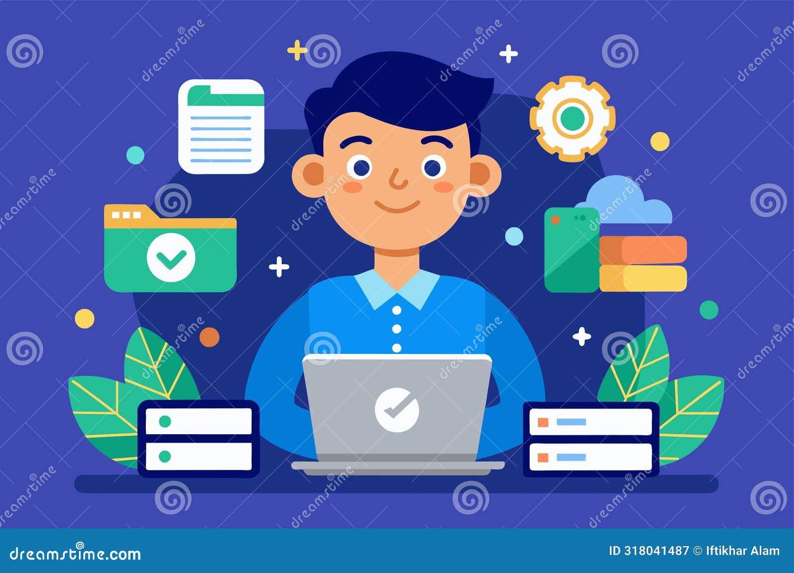 A Man Sitting in Front of a Laptop Computer, Focusing on Work, Sync ...