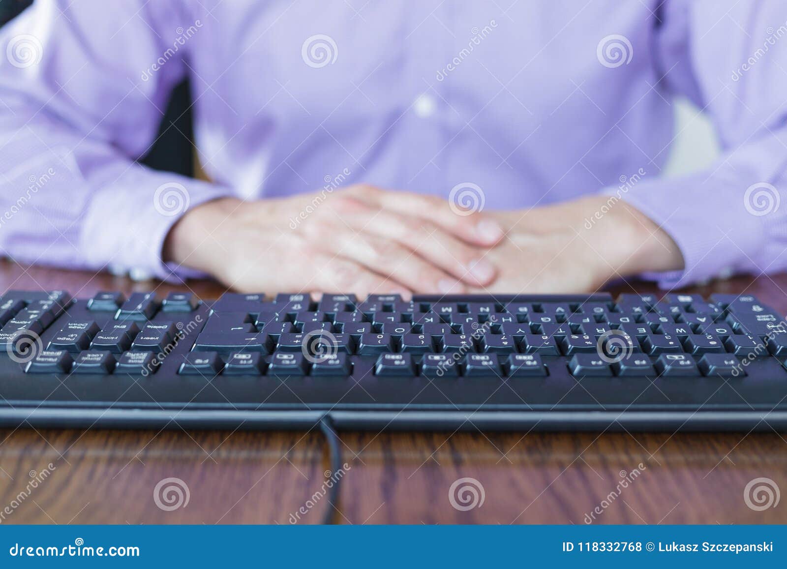 Man Sitting in Front Od PC Keyboard Stock Photo - Image of room, work ...