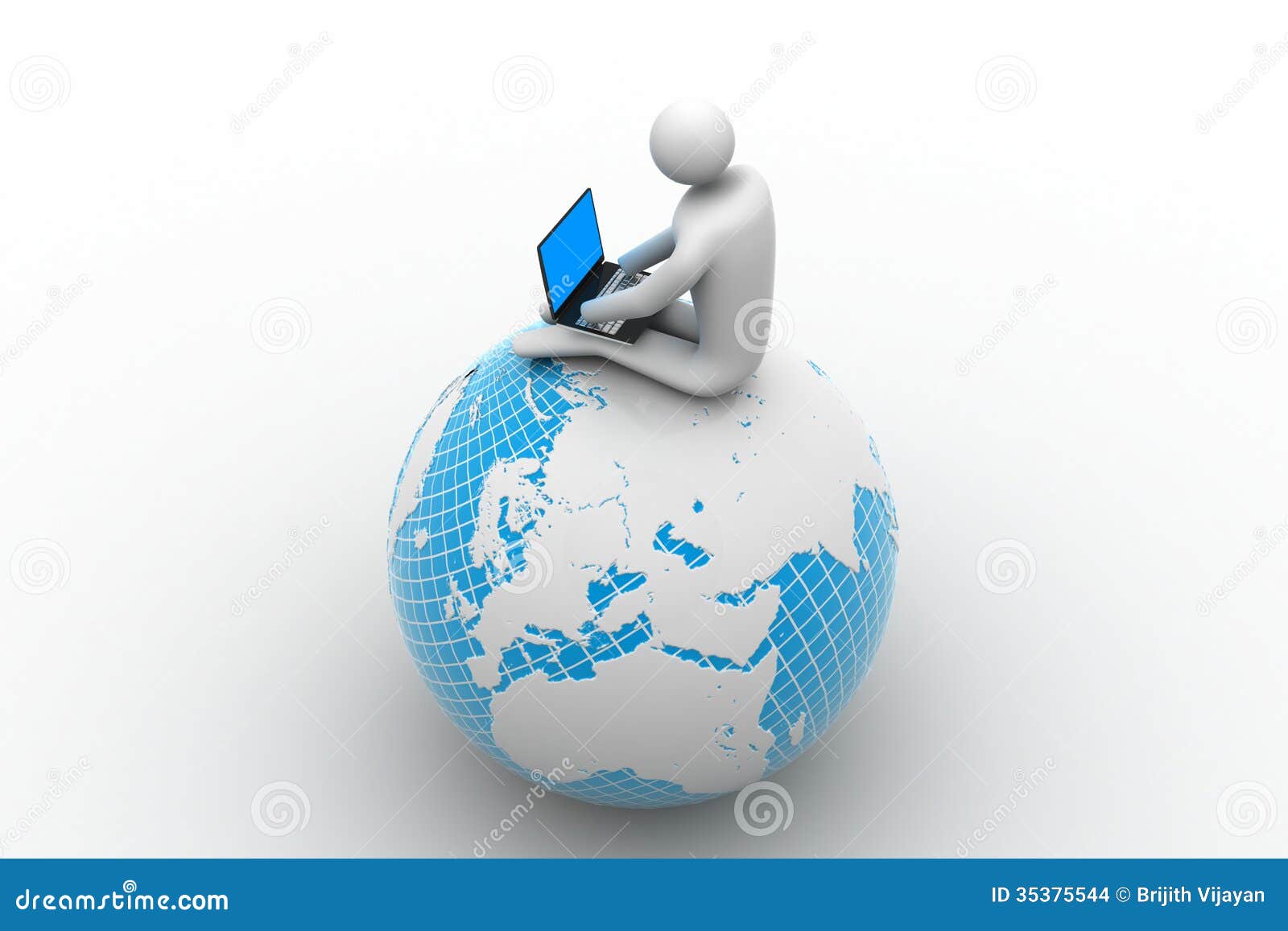Man sitting on globe stock illustration. Illustration of communications ...