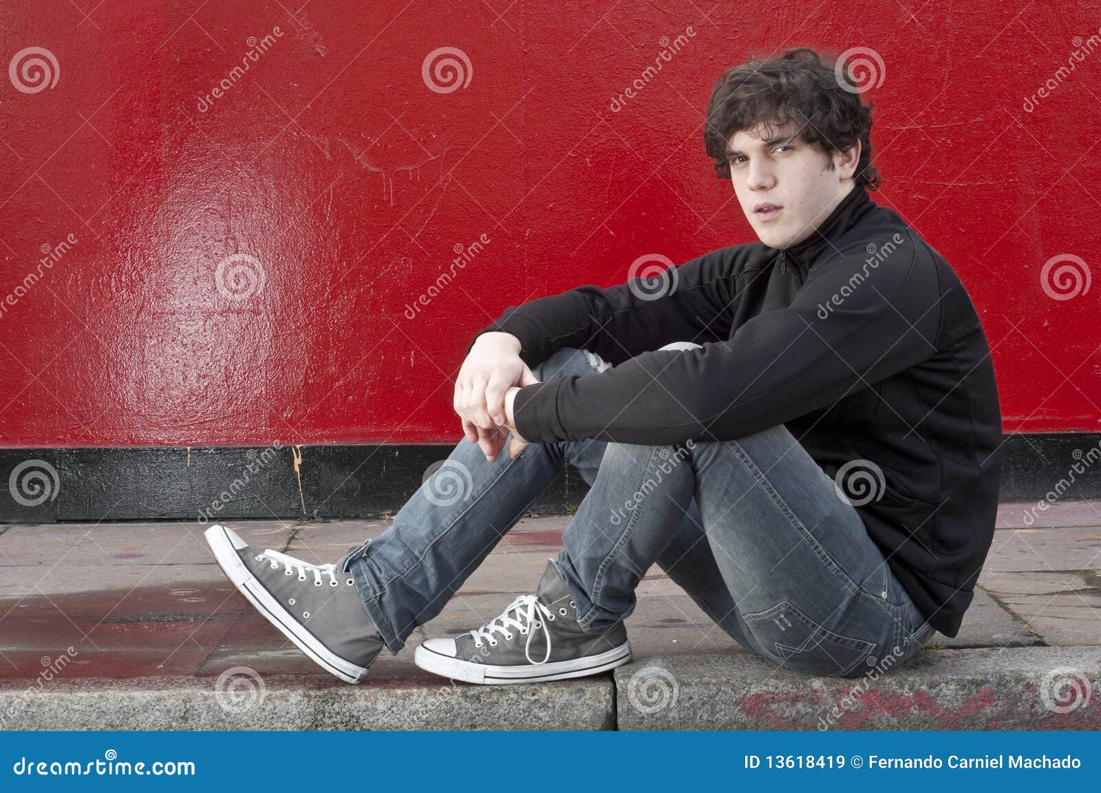 Man sitting on the ground stock image. Image of cute - 13618419