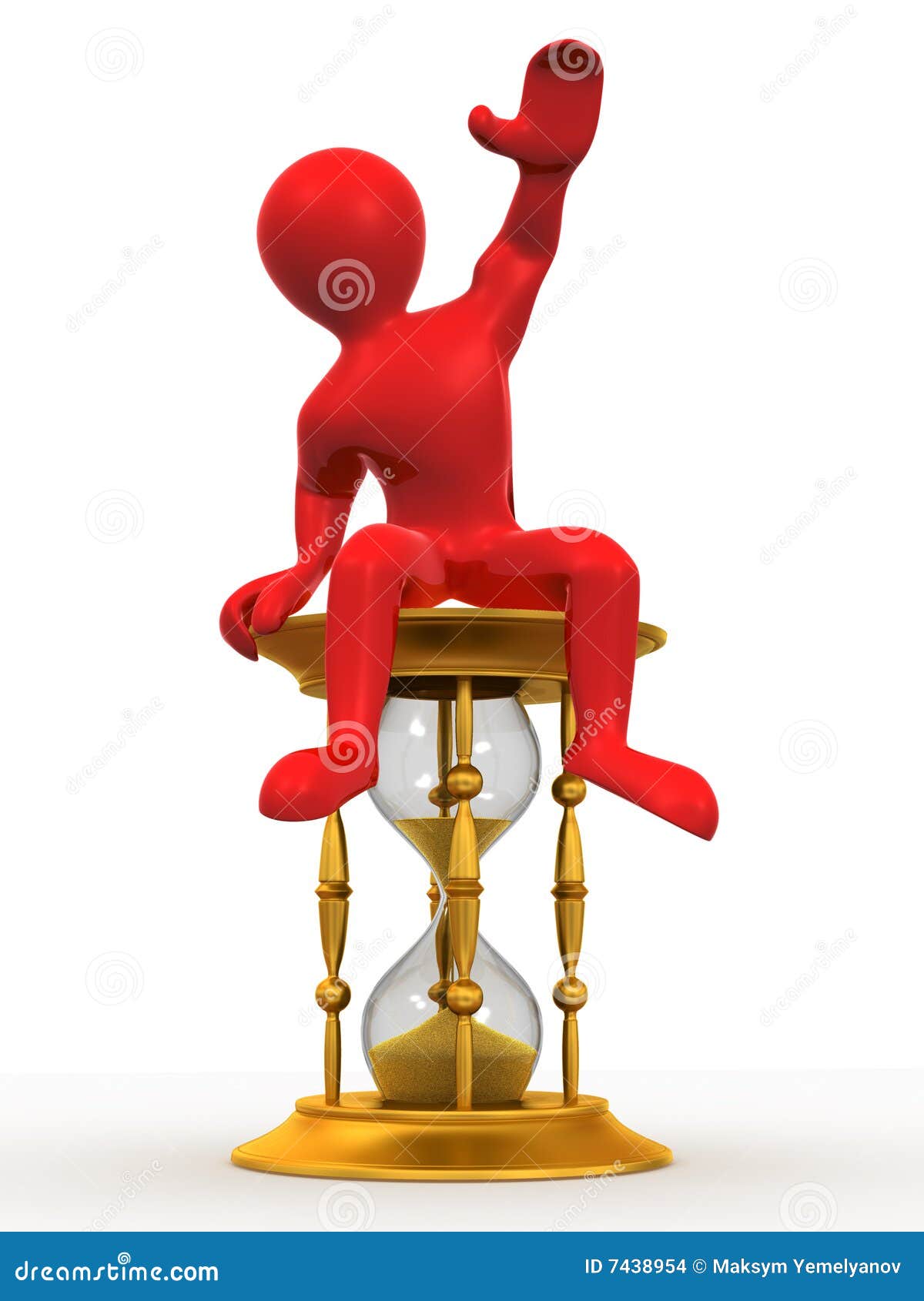 Man sitting on hourglass stock illustration. Illustration of leadership ...