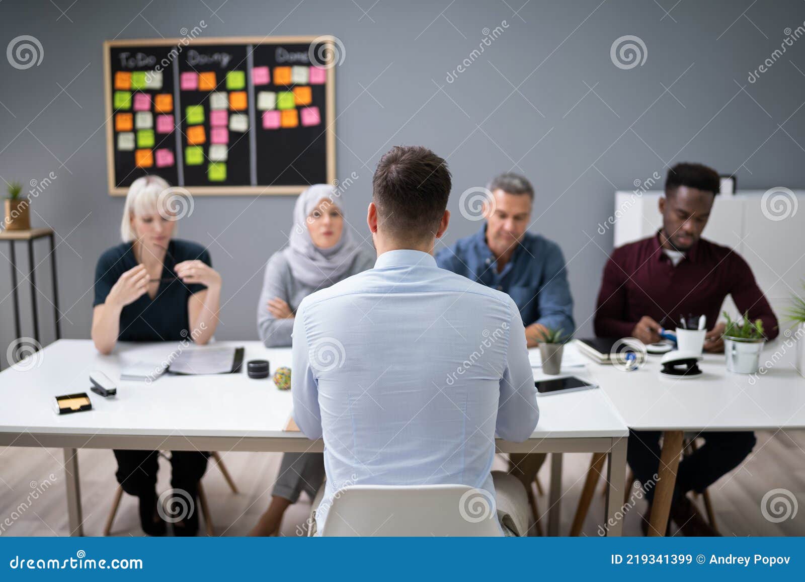 Man Sitting at Interview stock image. Image of hiring - 219341399