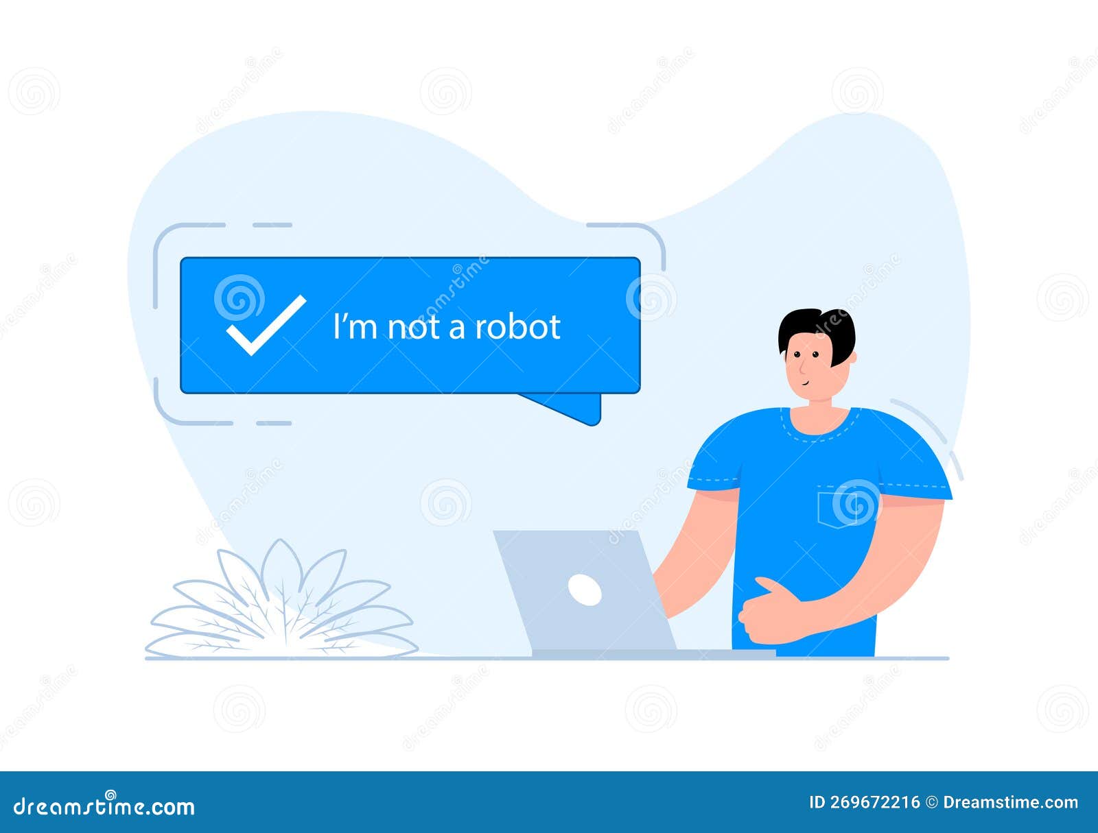 Man Sitting at Laptop Captcha, Messages Bubbles I am Not a Robot. Stock ... Man Sitting at Laptop Captcha, Messages Bubbles I am Not a Robot. Stock ...