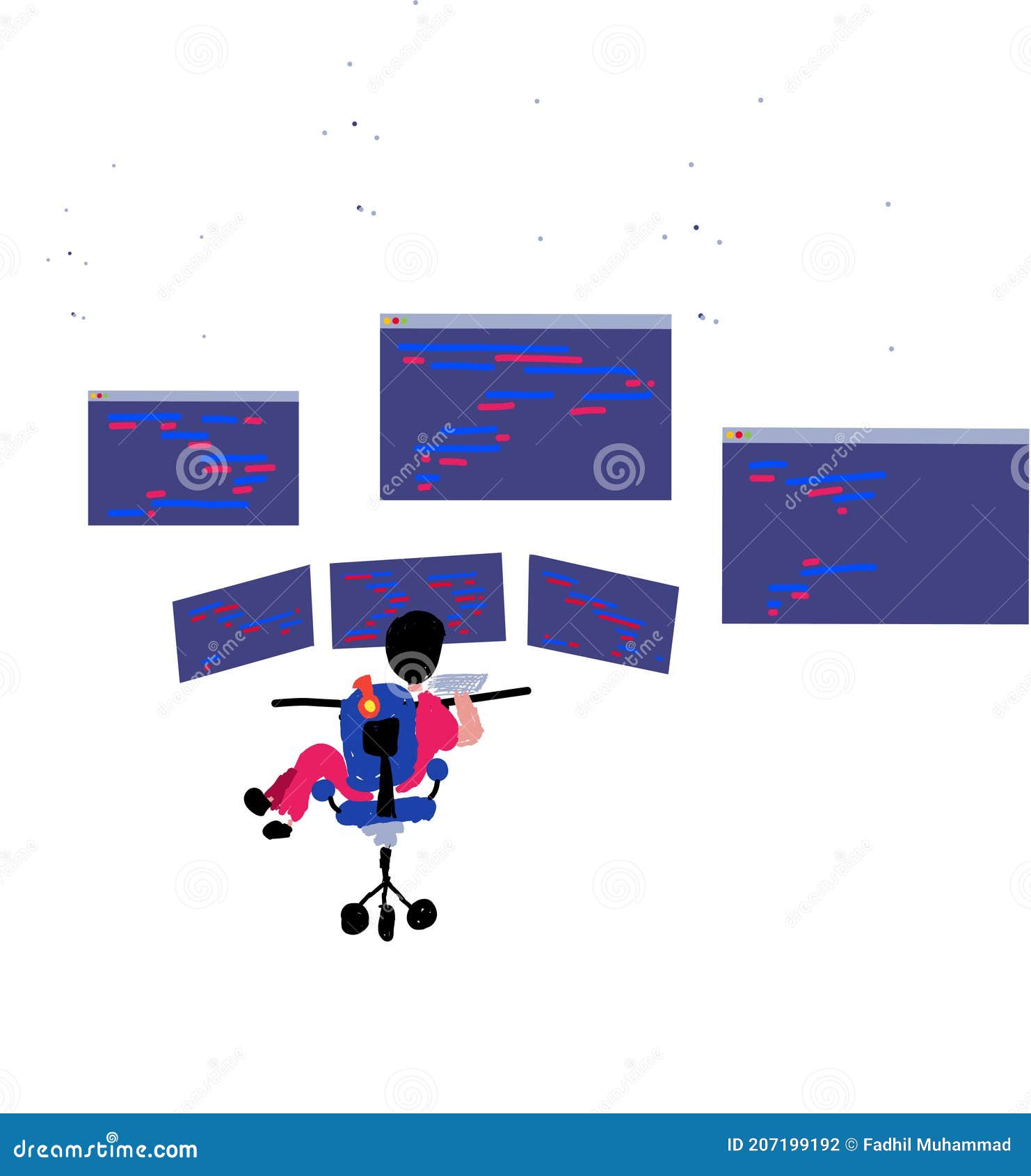 A man making program stock illustration. Illustration of sitting ...