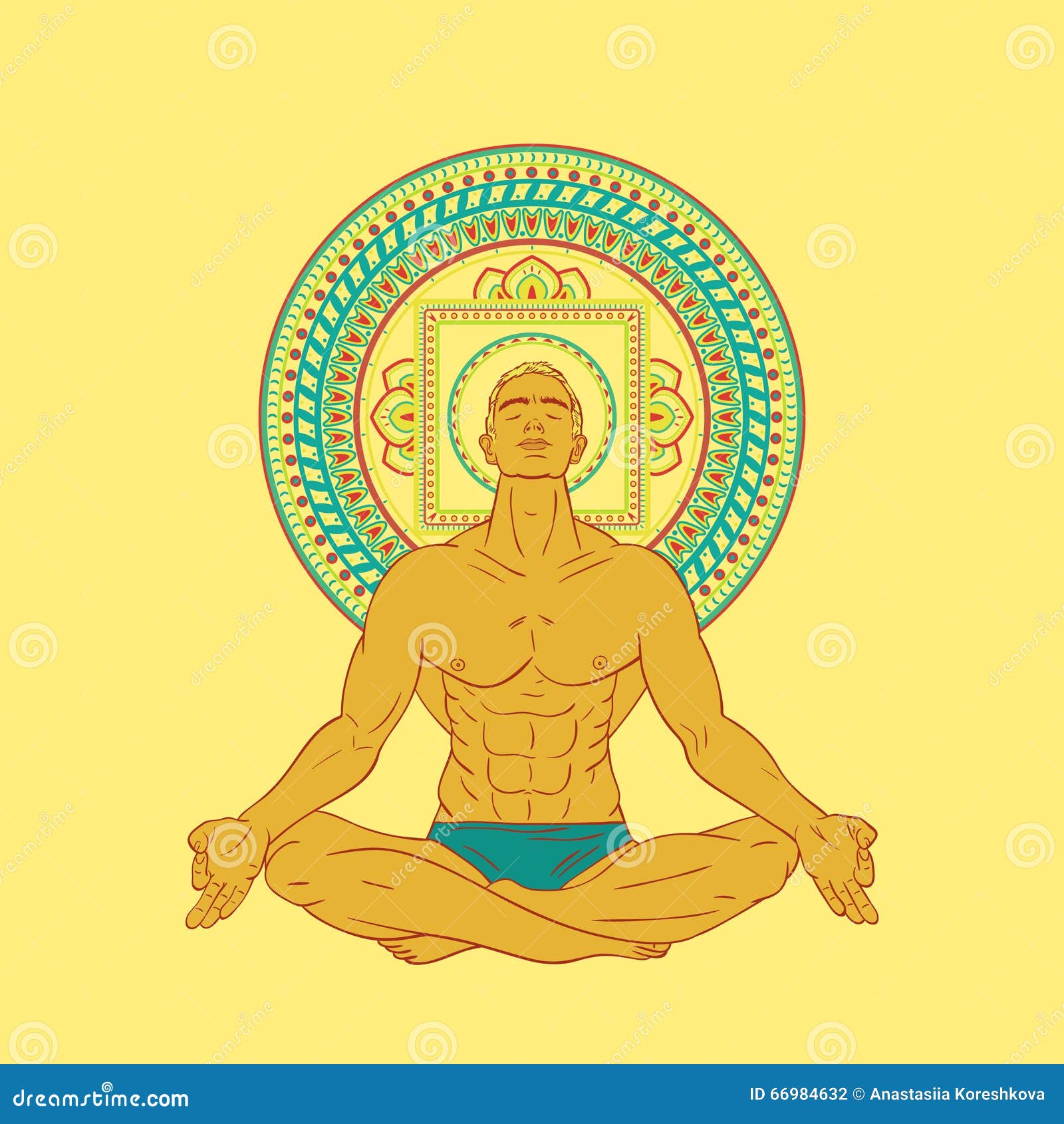 Man Sitting in Meditation Pose. Stock Vector - Illustration of healthy ...