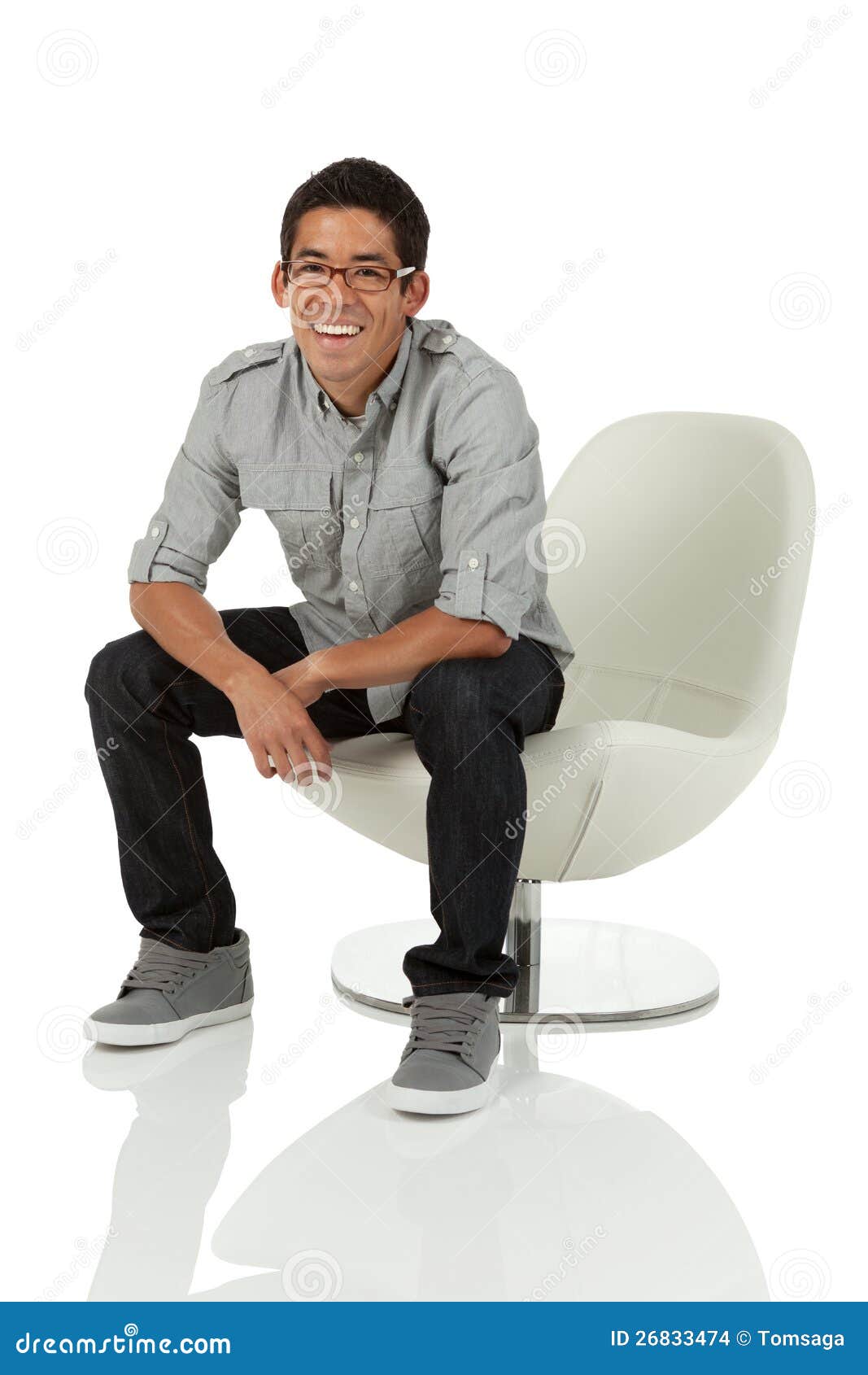 Man Sitting on a Modern Chair Stock Photo - Image of portrait, person ...