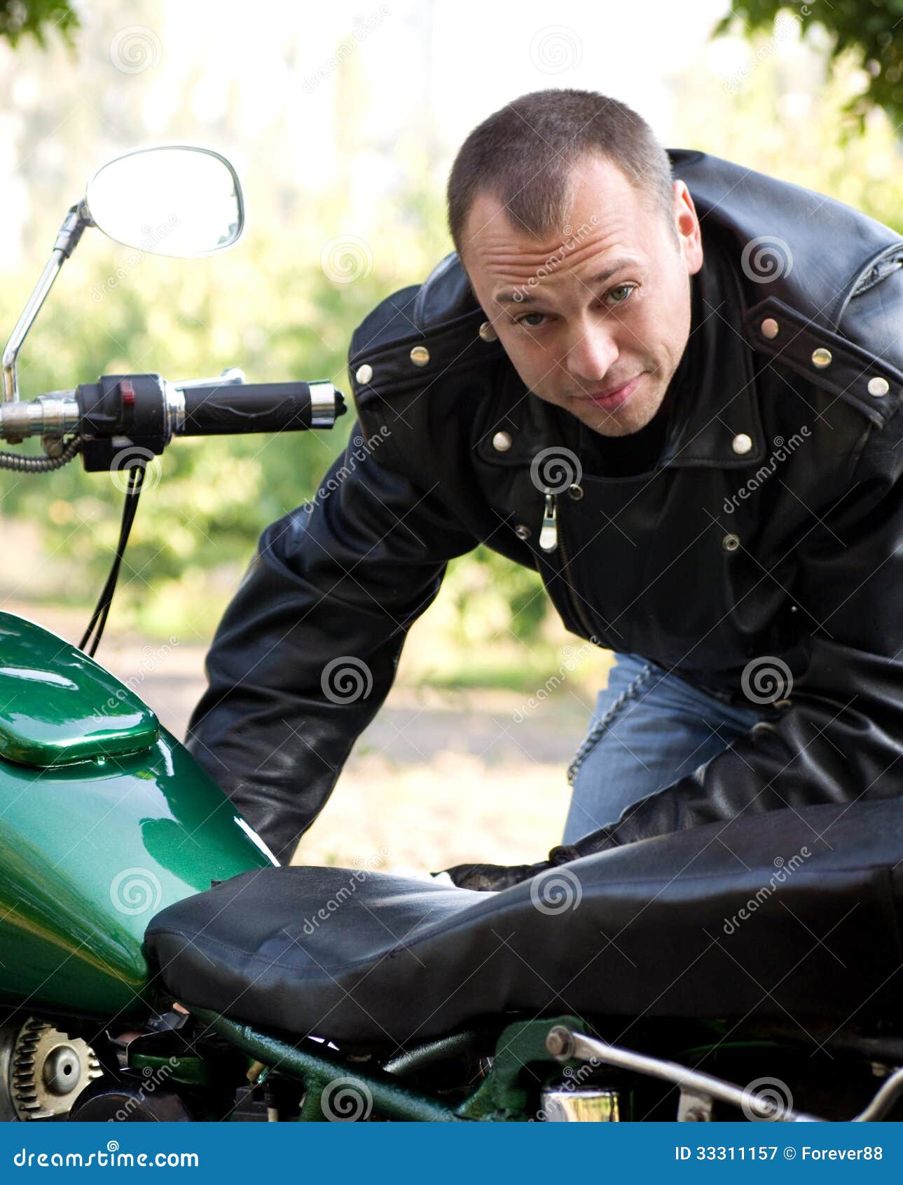 Man sitting by motorcycle stock image. Image of caucasian - 33311157