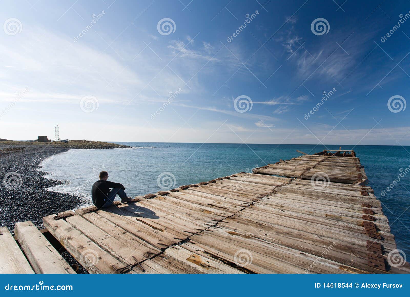 Man sitting at pier stock photo. Image of adult, outdoors - 14618544
