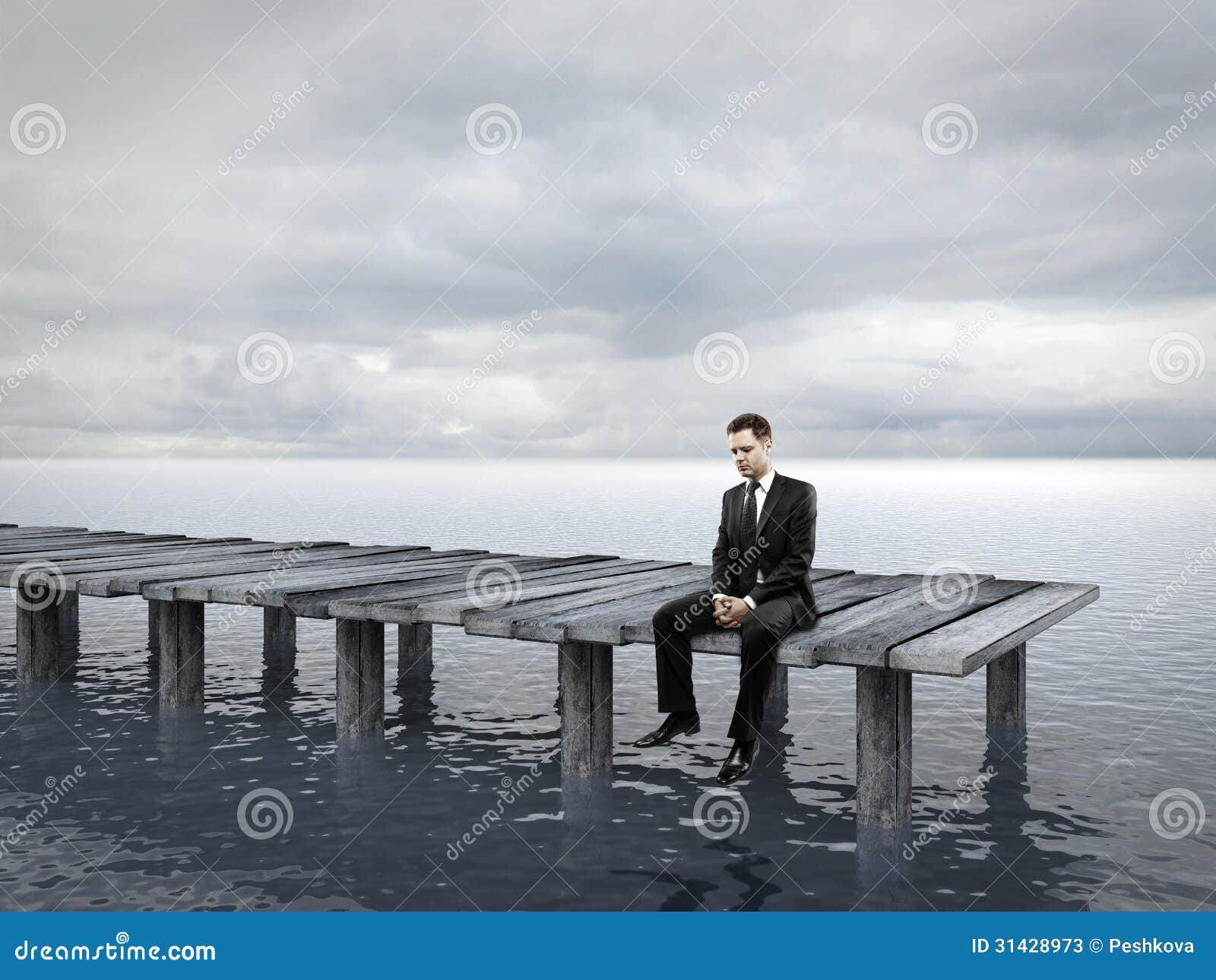 Man sitting at pier stock image. Image of footbridge - 31428973